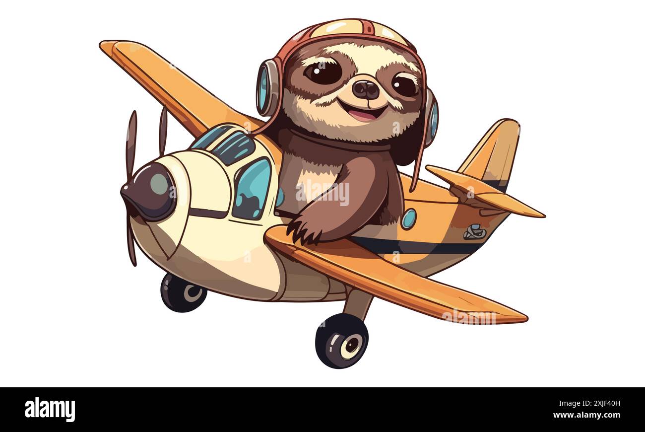 Sloth Riding A Plane Vector Illustration Stock Vector Image & Art - Alamy