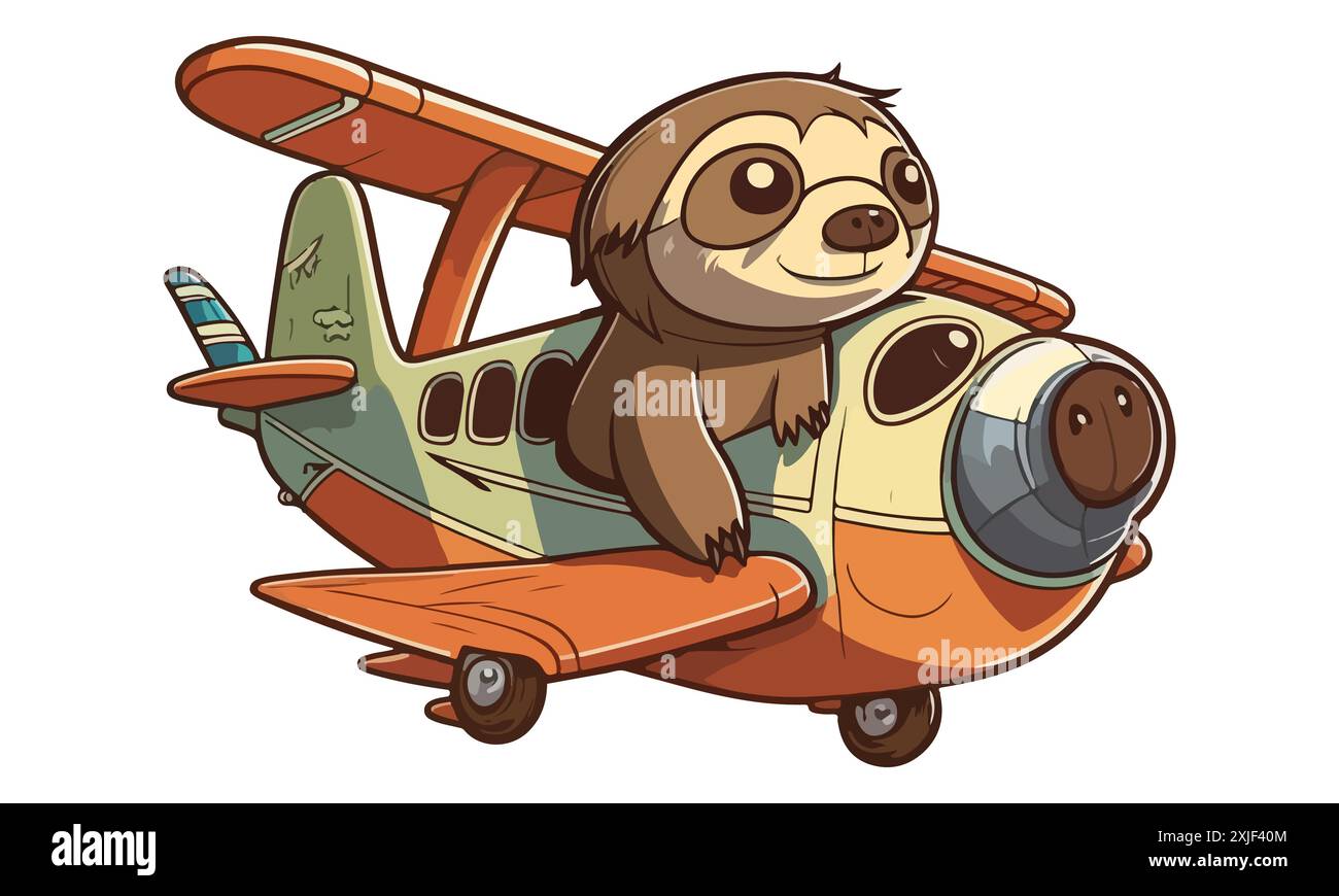 Sloth Riding A Plane Vector Illustration Stock Vector Image & Art - Alamy