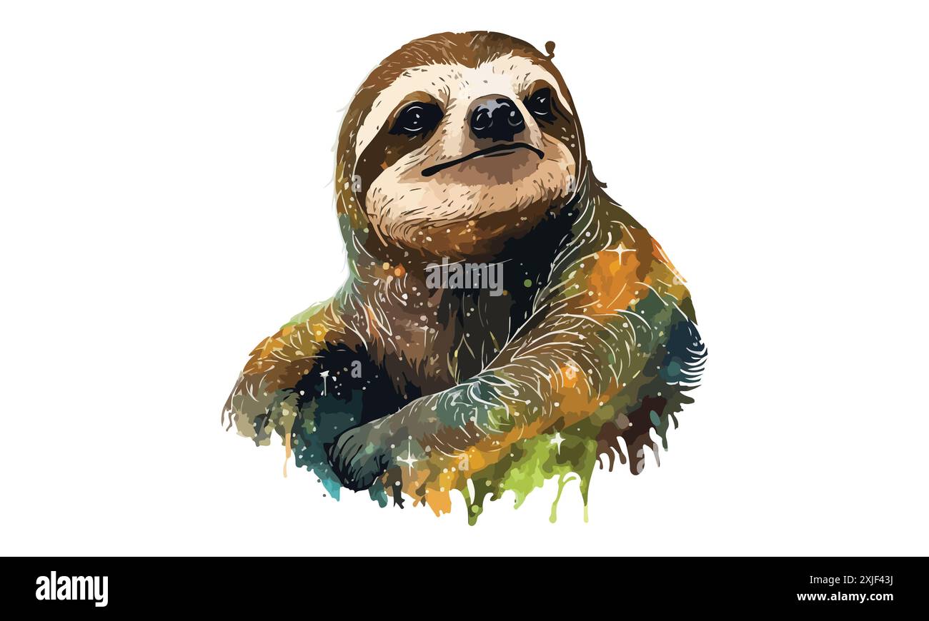 Sloth Galaxy Style Vector Illustration Stock Vector Image & Art - Alamy
