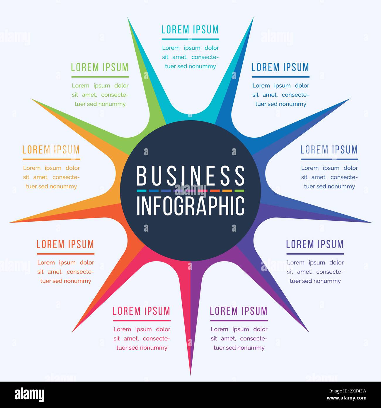 Circle Infographic design 9 steps, objects, elements or options ...