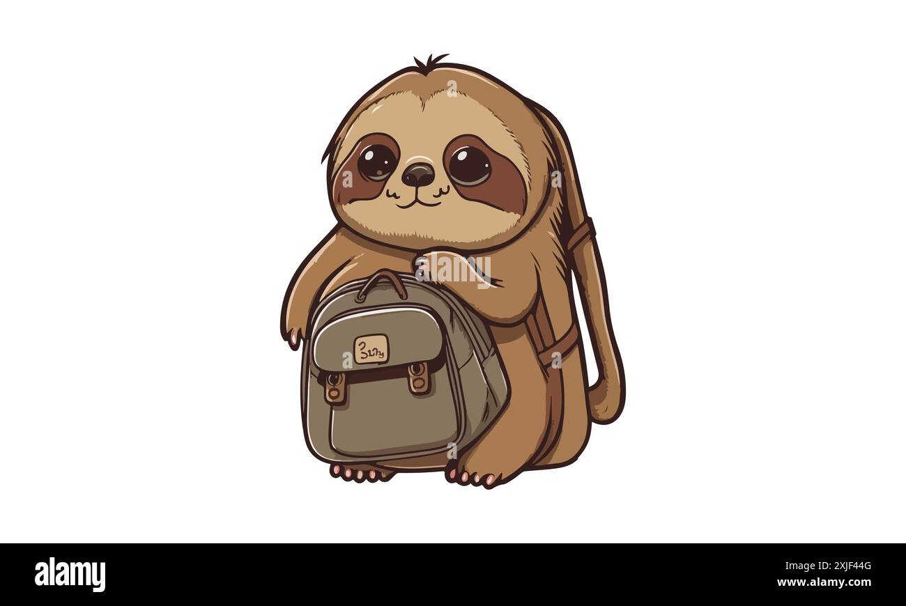 Sloth Wearing A School Bag Stock Vector Image & Art - Alamy