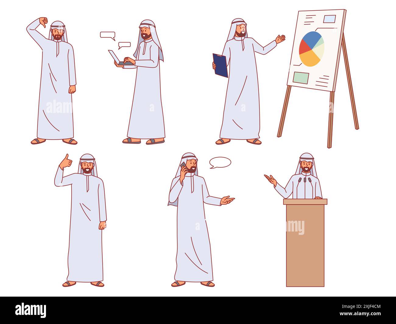 Arabic business man. Saudi male office character in muslim traditional ...