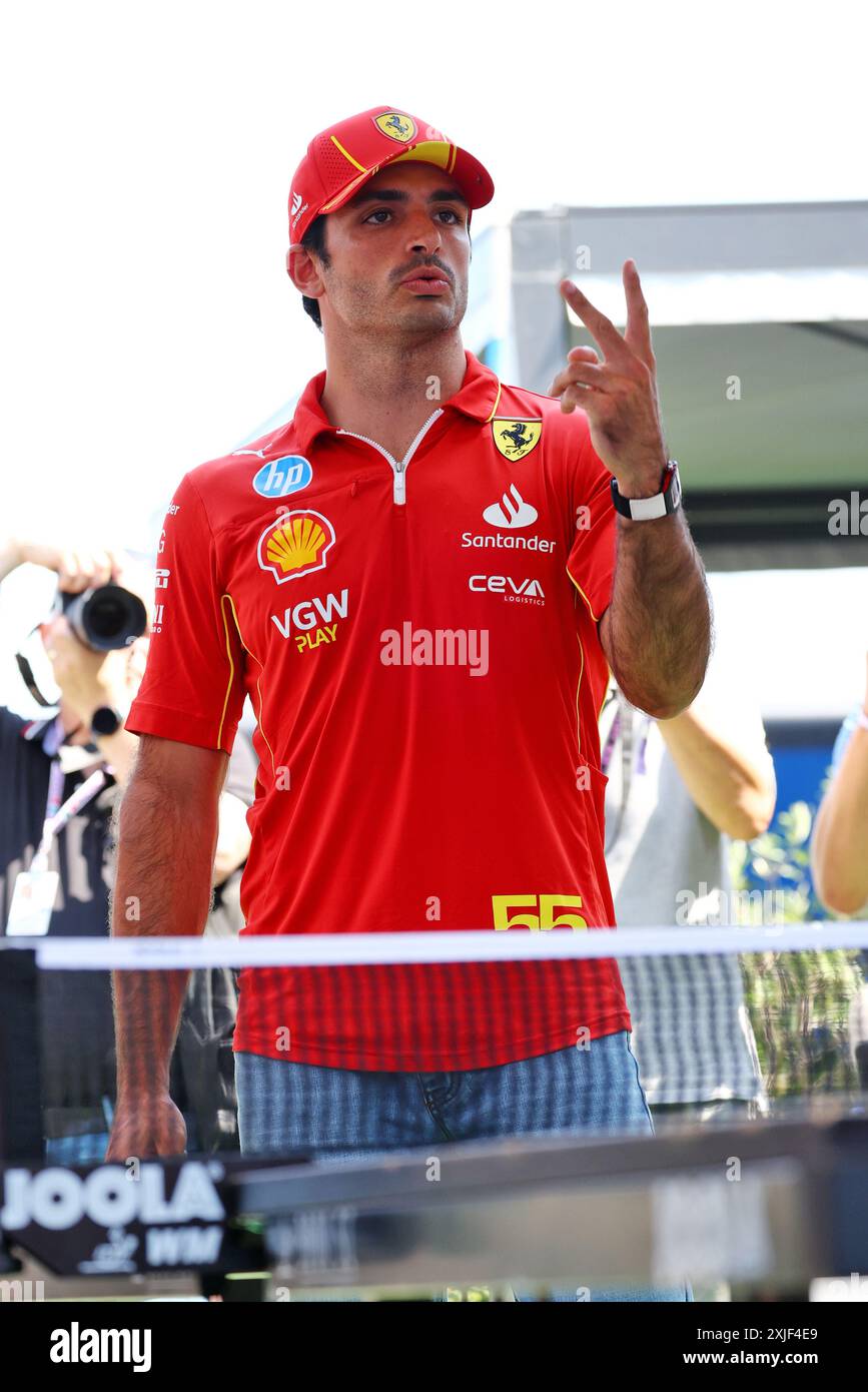 Budapest, Hungary. 18th July, 2024. Carlos Sainz Jr (ESP) Ferrari plays ...