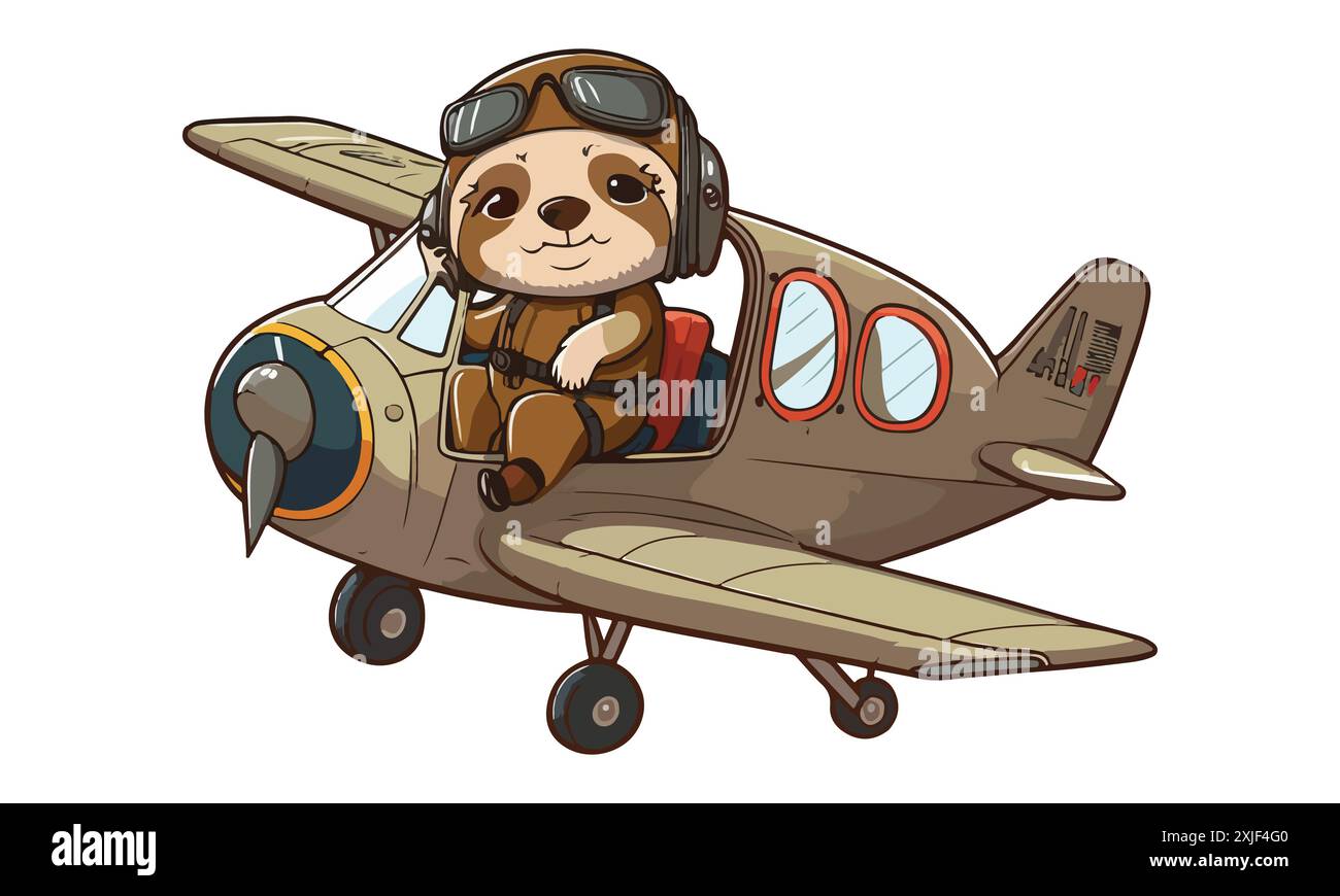 Sloth Riding A Plane Vector Illustration Stock Vector Image & Art - Alamy