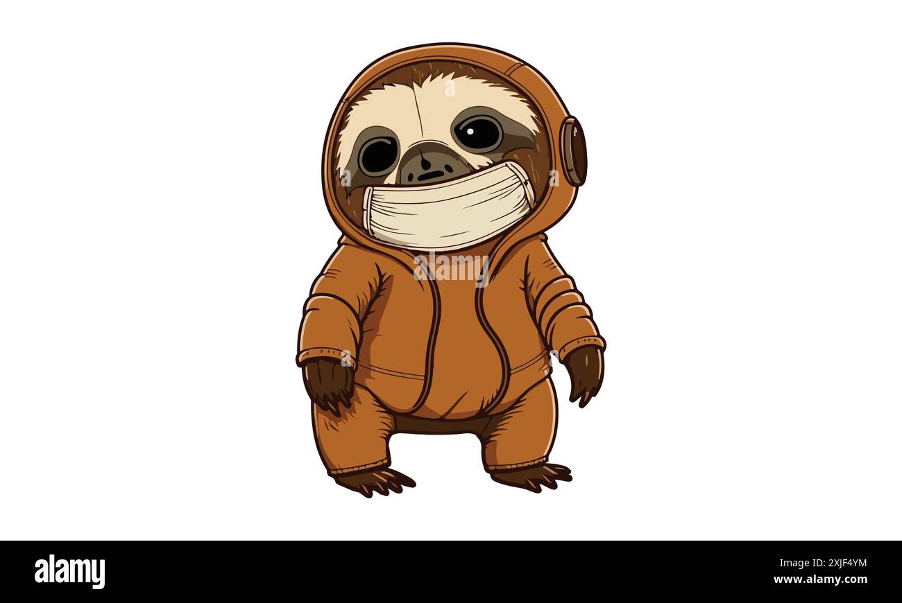 Sloth Wearing A Face Mask Vector Illustration Stock Vector Image & Art ...