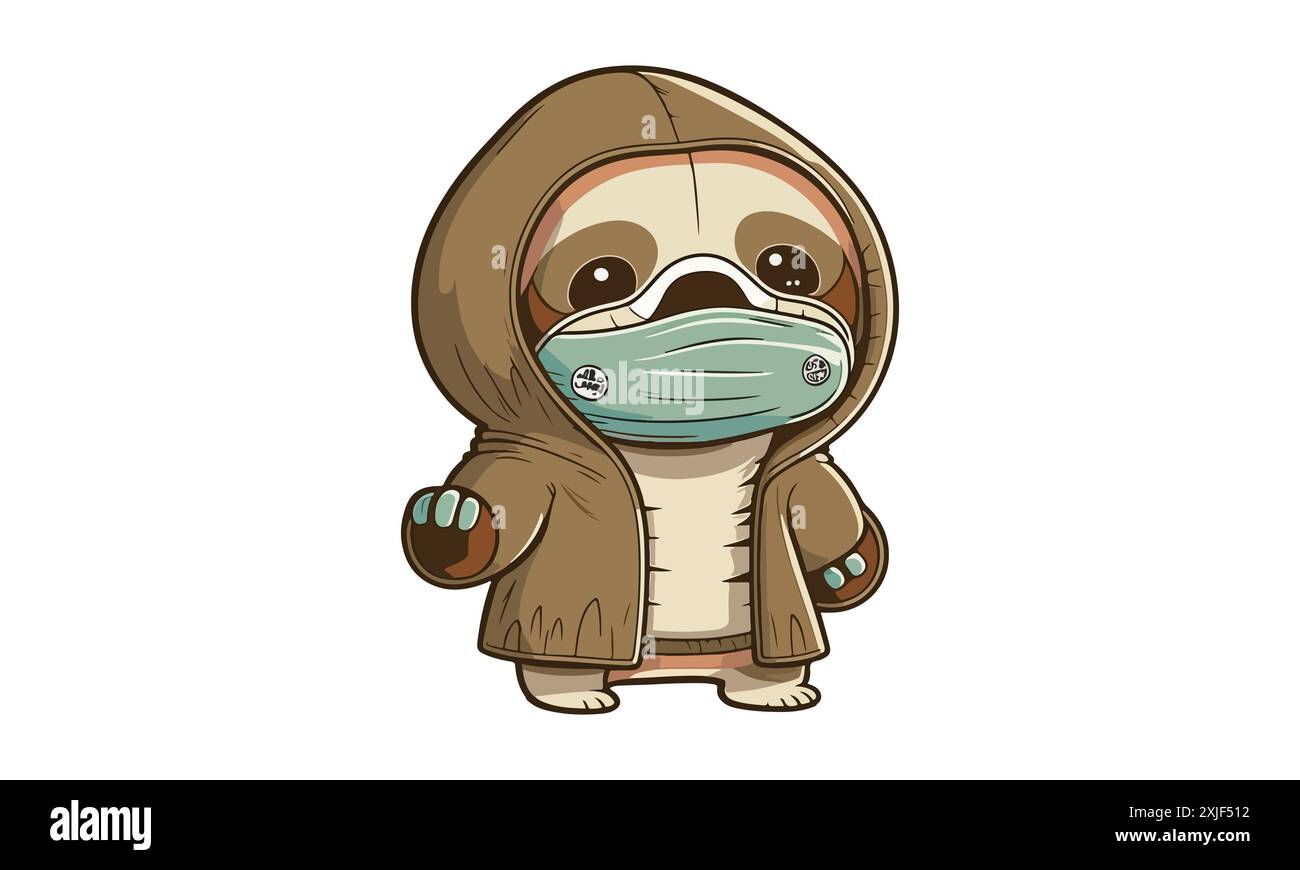 Sloth Wearing A Face Mask Vector Illustration Stock Vector Image & Art ...