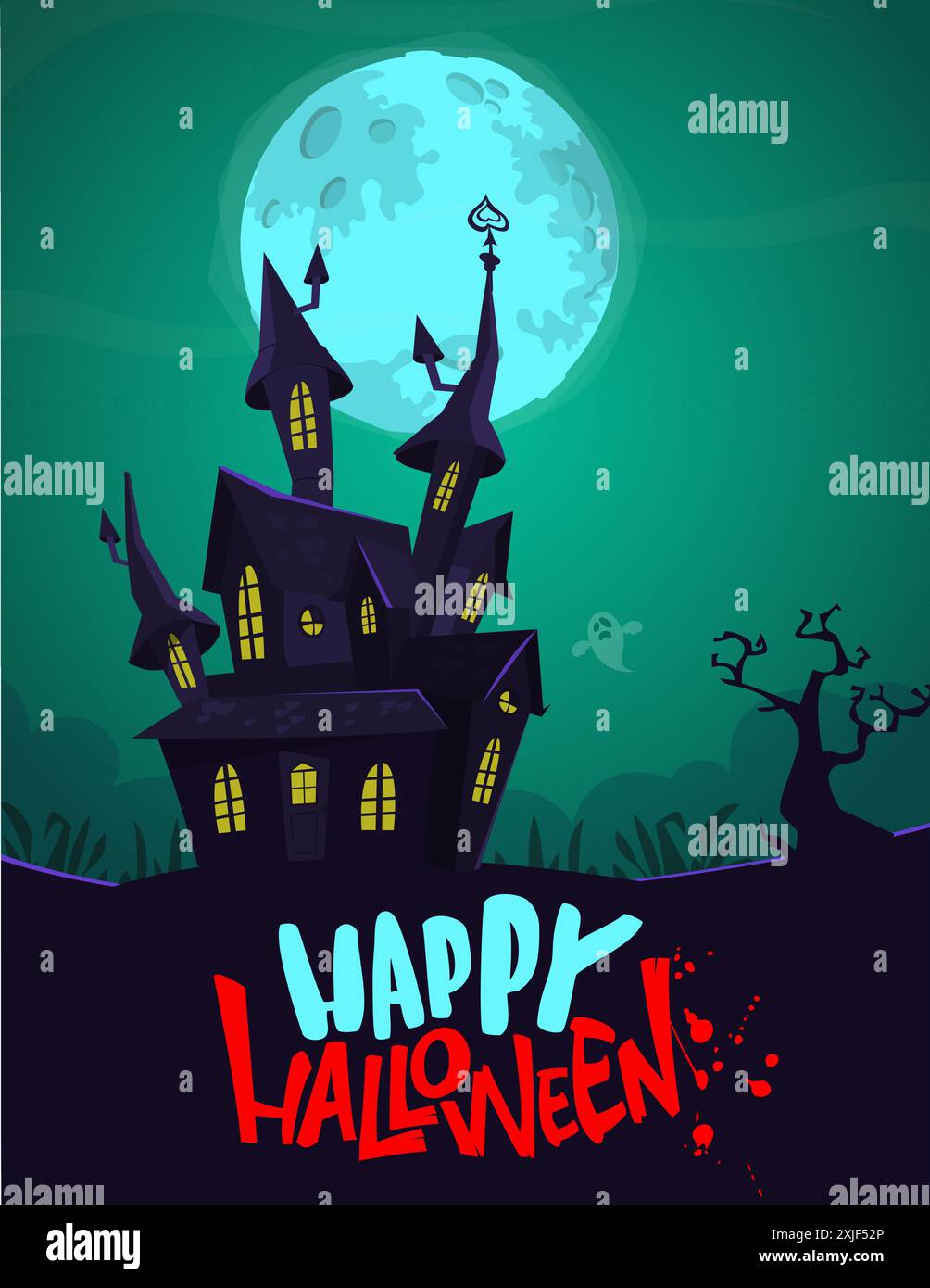 Halloween haunted house cartoon illustration. Vector horror scary ...