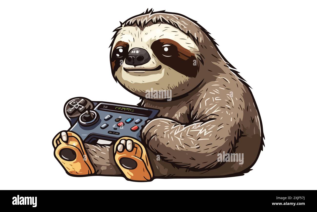 Sloth Game Character Style Vector Illustration Stock Vector Image & Art ...
