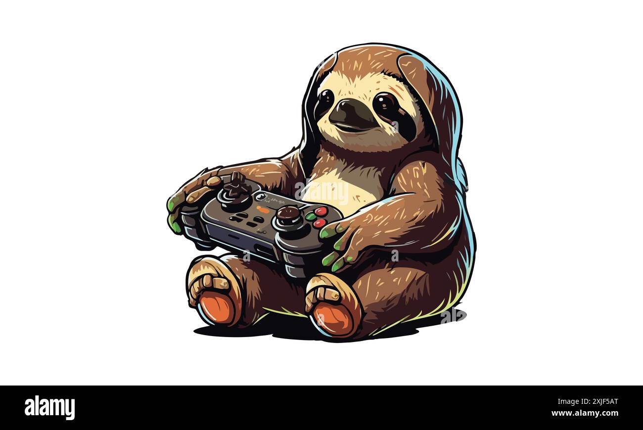 Sloth Game Character Style Vector Illustration Stock Vector Image & Art ...