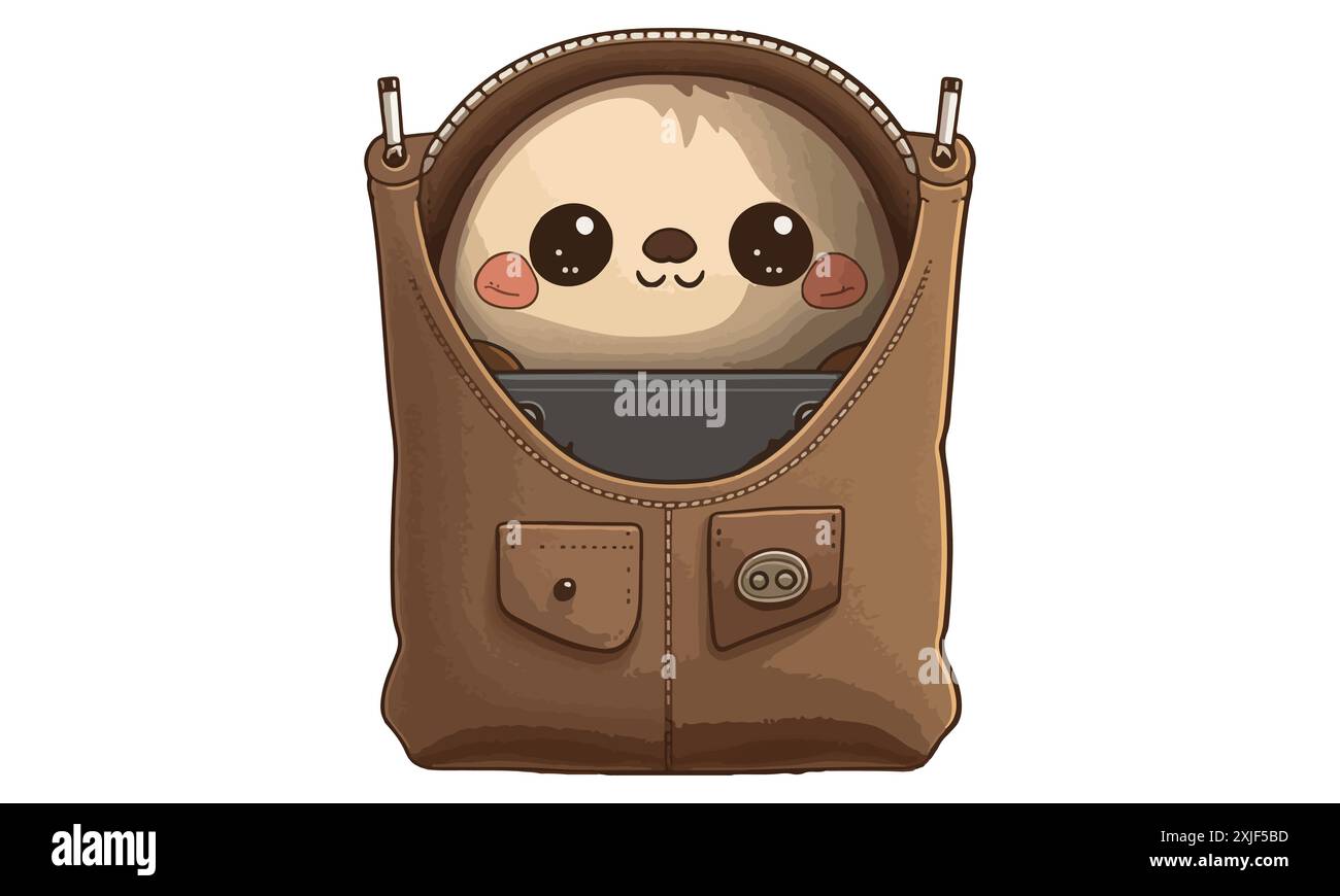 Sloth In Pocket Vector Illustration Stock Vector Image & Art - Alamy