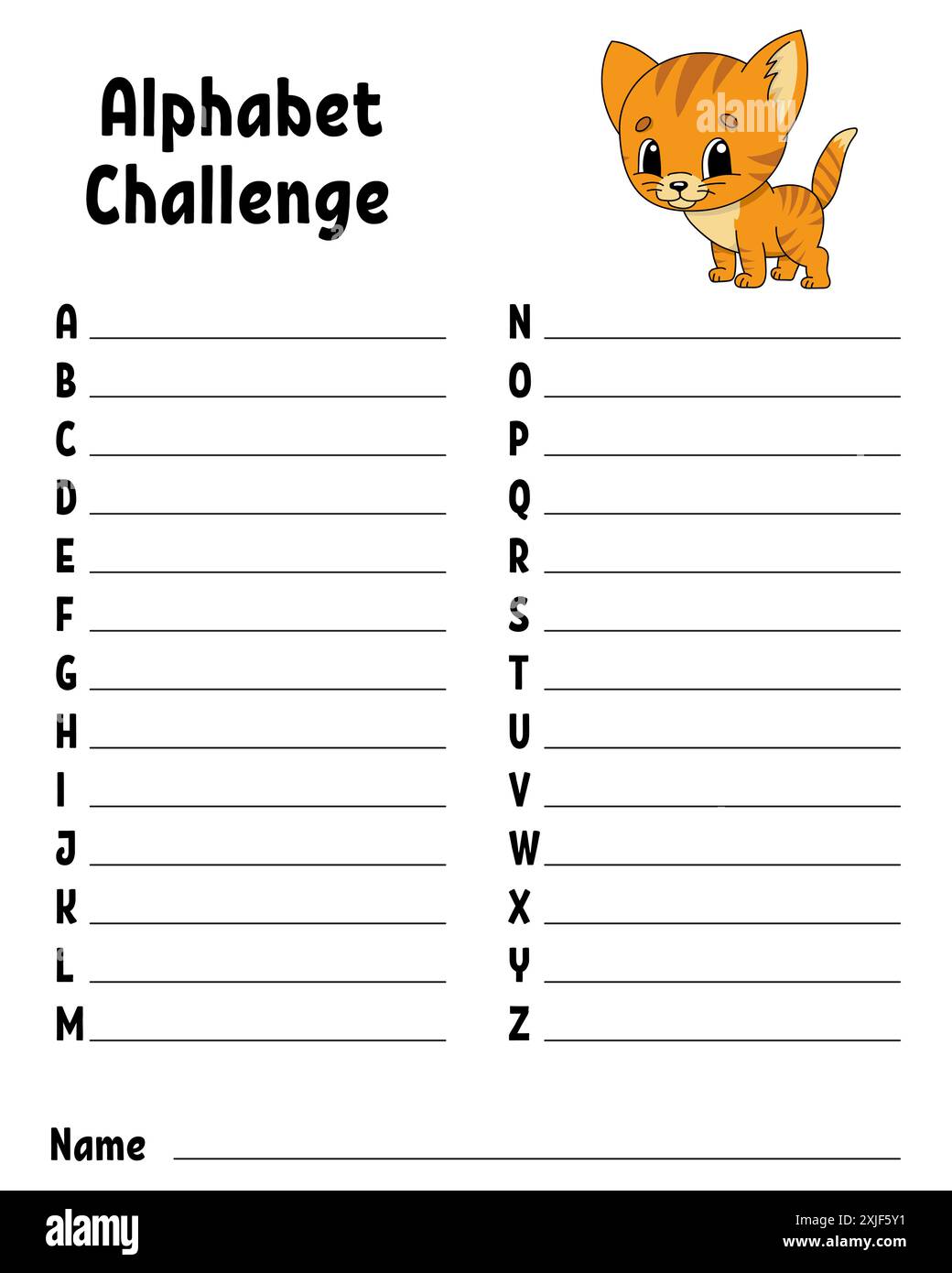 Alphabet challenge. Educational activity worksheet for kids and ...