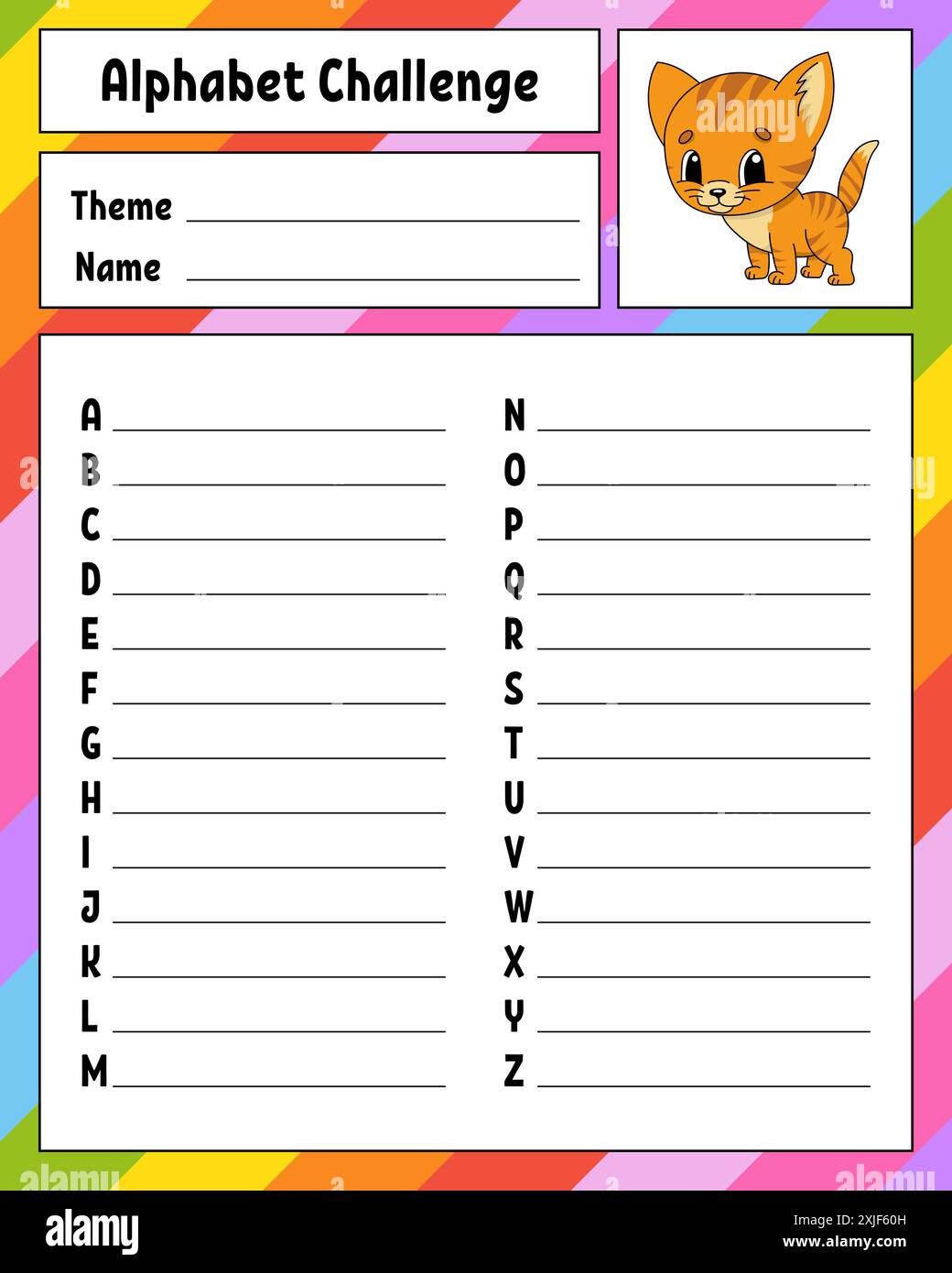 Alphabet challenge. Educational activity worksheet for kids and ...
