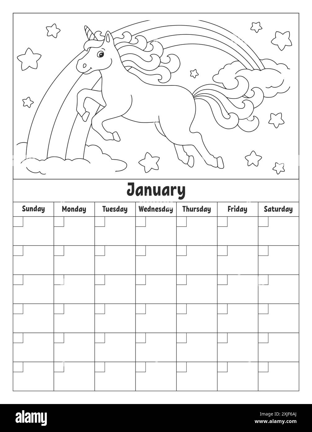 Blank calendar template for one month without dates. Colorful design ...