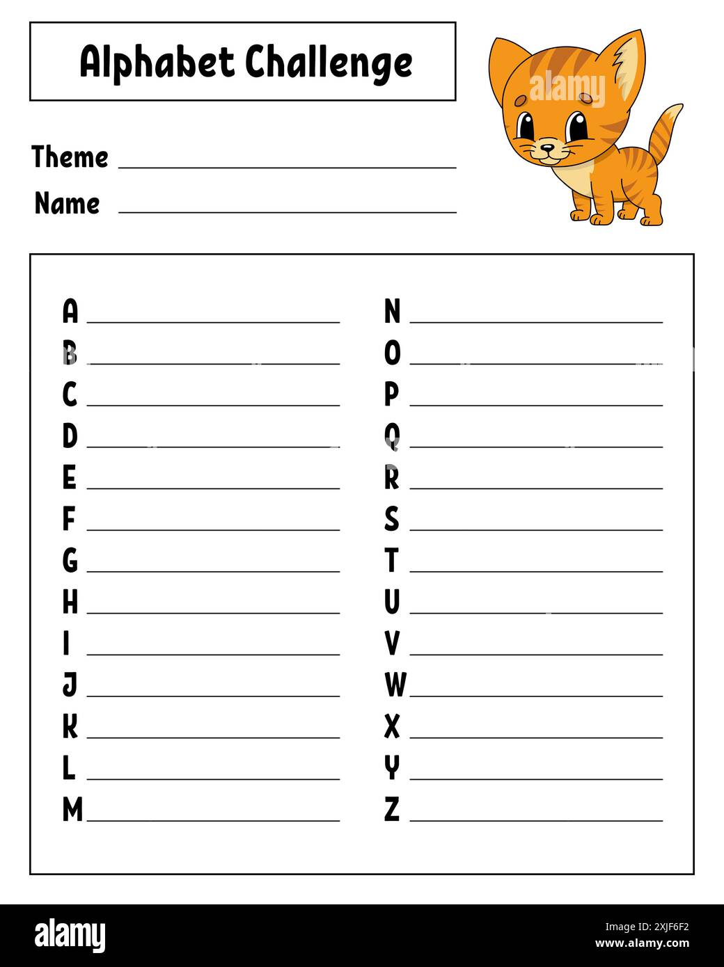 Alphabet challenge. Educational activity worksheet for kids and ...