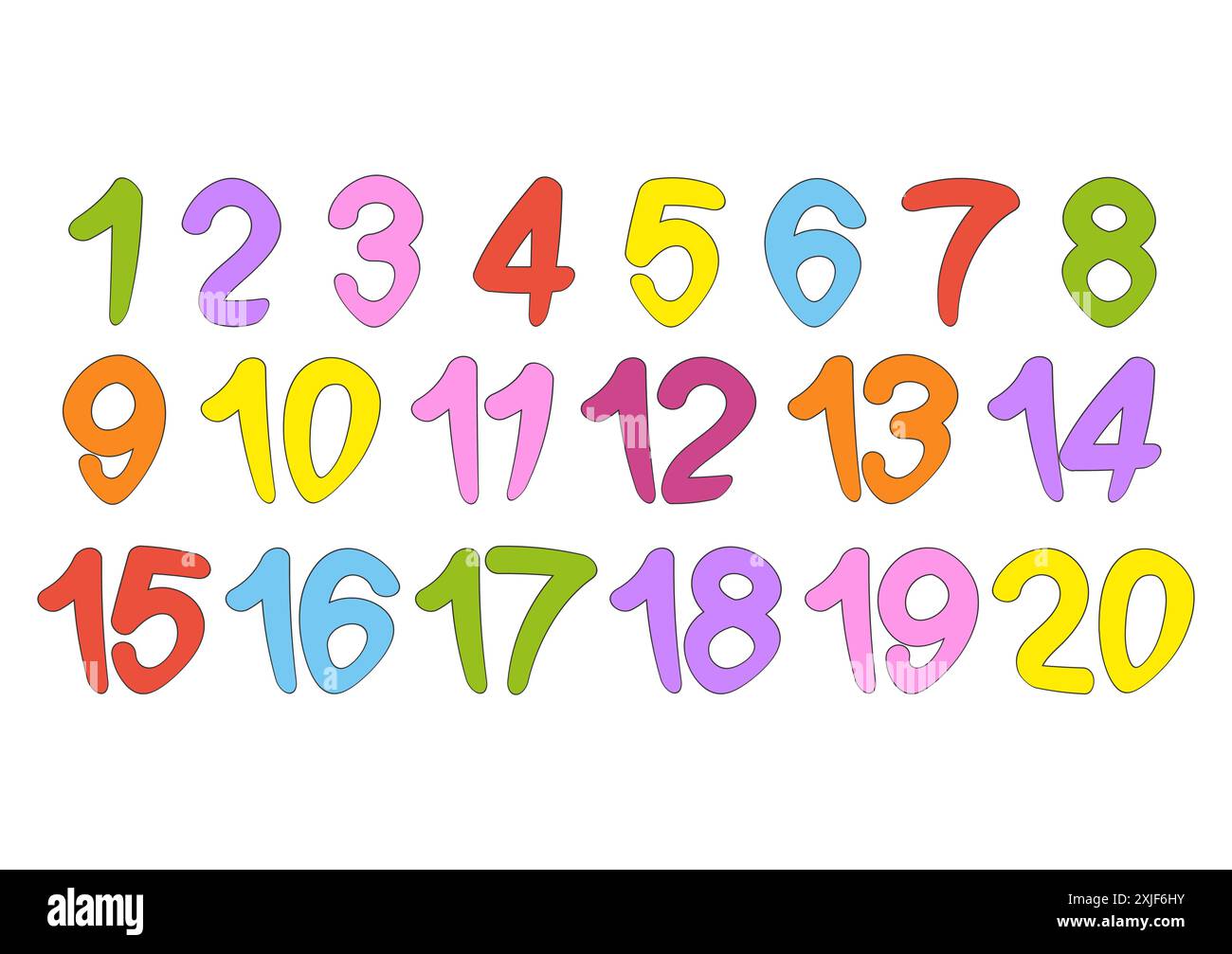 A set of numbers from one to twenty. Bright colorful collection. For ...