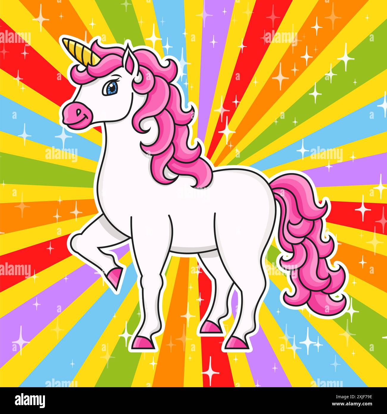 Cute unicorn. Magic fairy horse. Colorful vector illustration. Cartoon ...