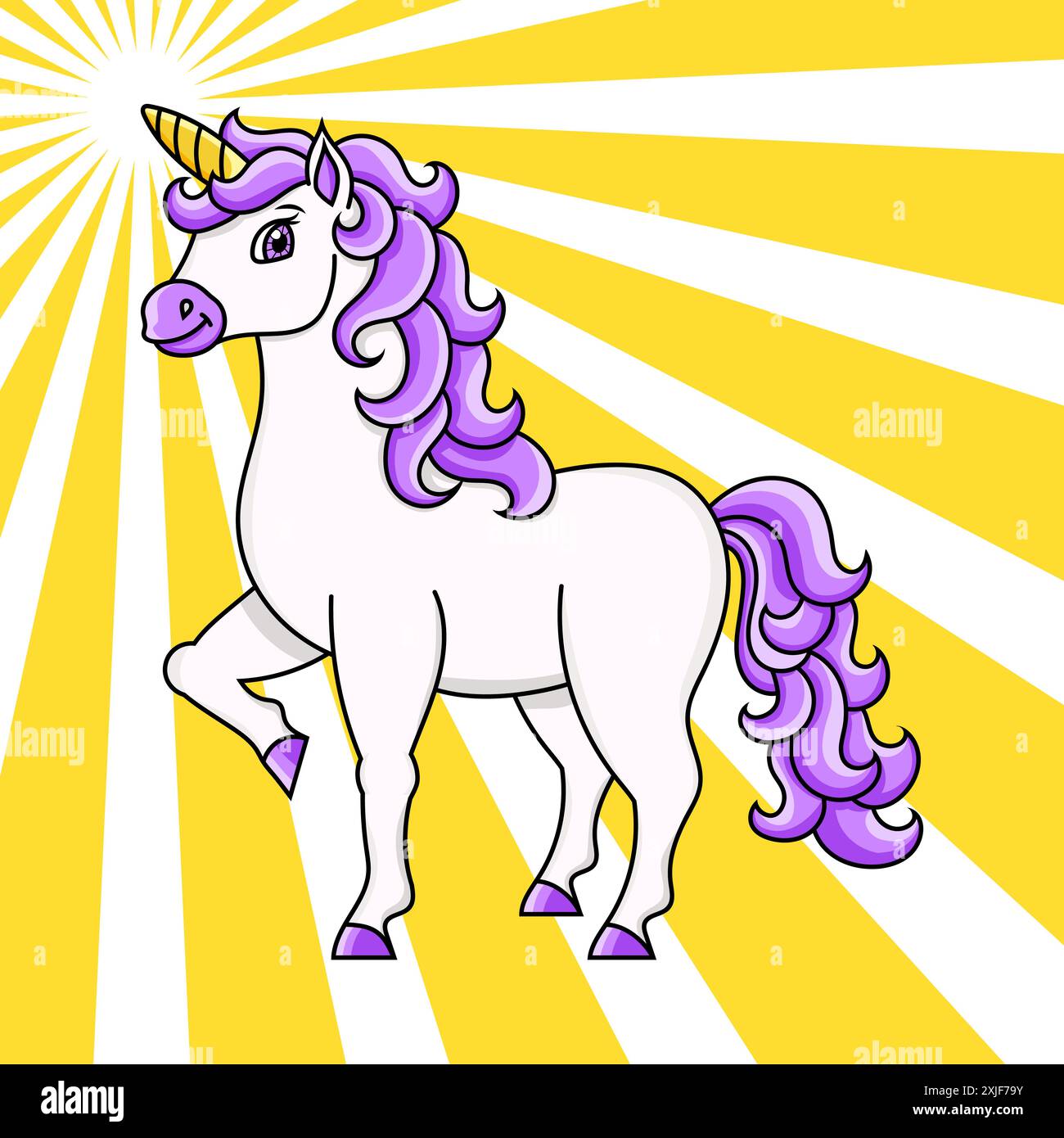 Cute unicorn. Magic fairy horse. Cartoon character. Colorful vector ...