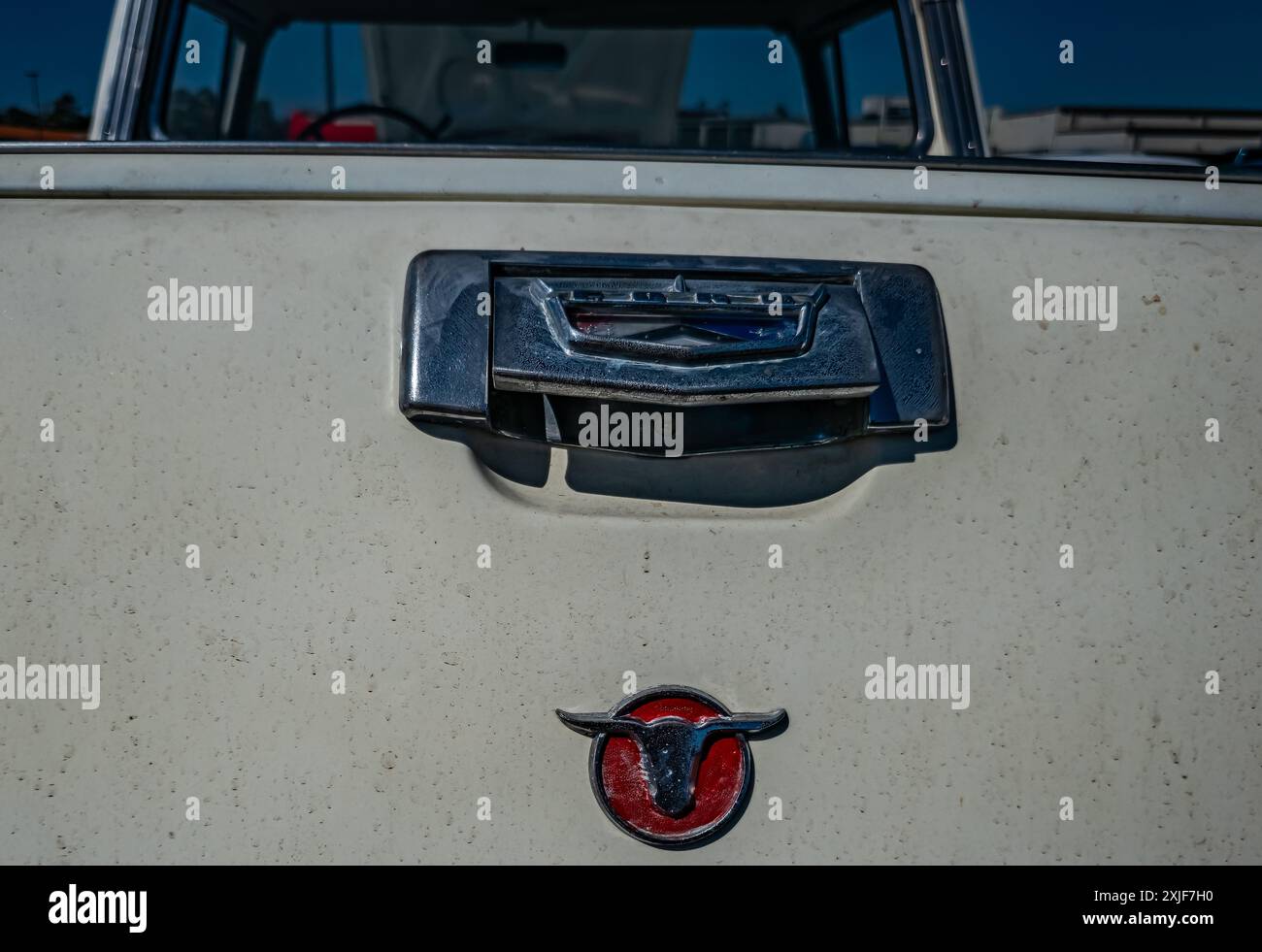 Gulfport, MS - October 01, 2023: Close up detail view of a 1957 Ford ...