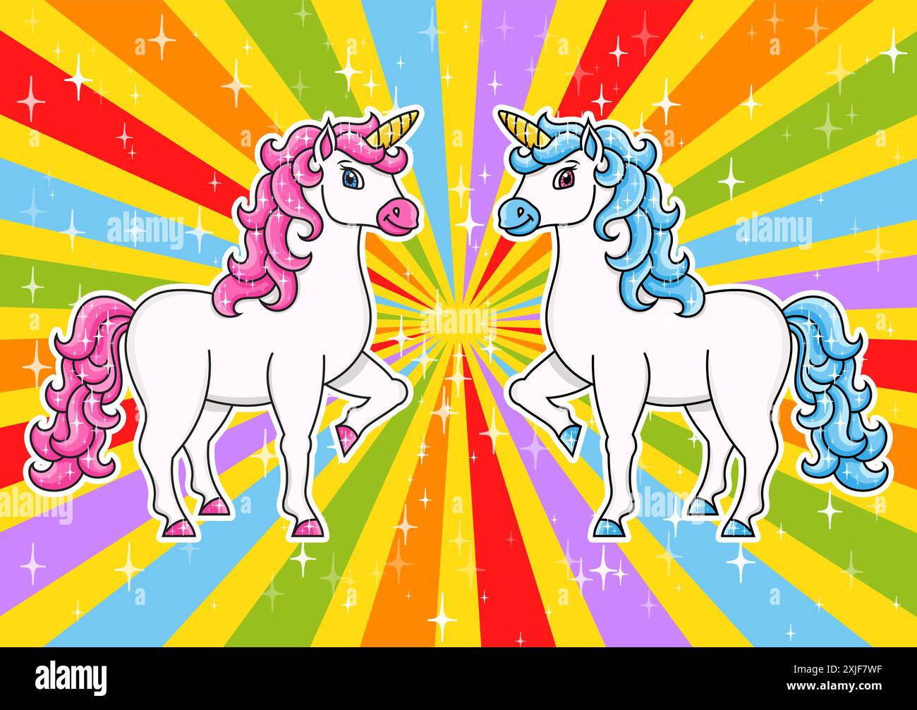 Cute unicorn. Magic fairy horse. Cartoon character. Colorful vector ...