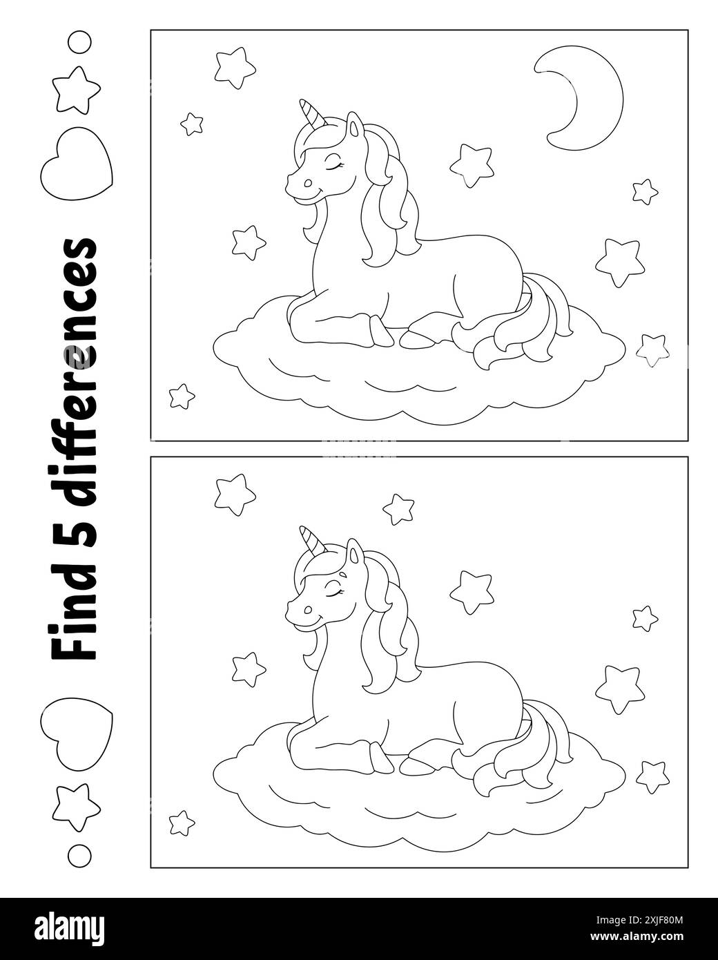 Find five differences. Coloring page for kids. Activity worksheet for ...