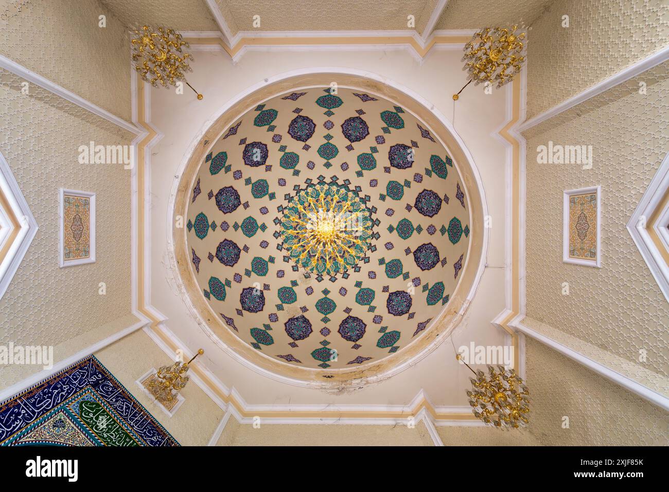 A view of the ornate ceiling inside the Goy Imam Mosque in Ganja ...