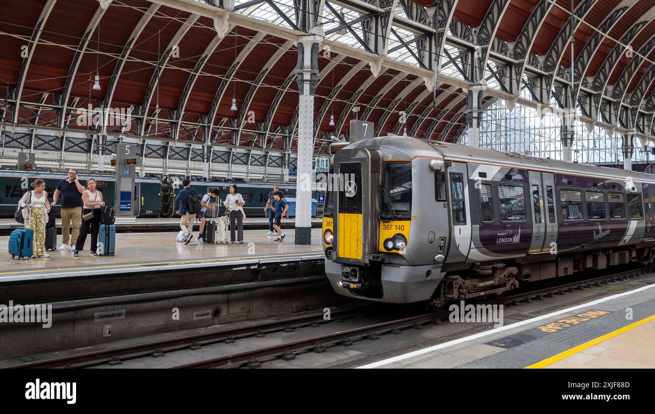 London, UK. 18 July 2024. A train arrives at Paddington Station. In the ...