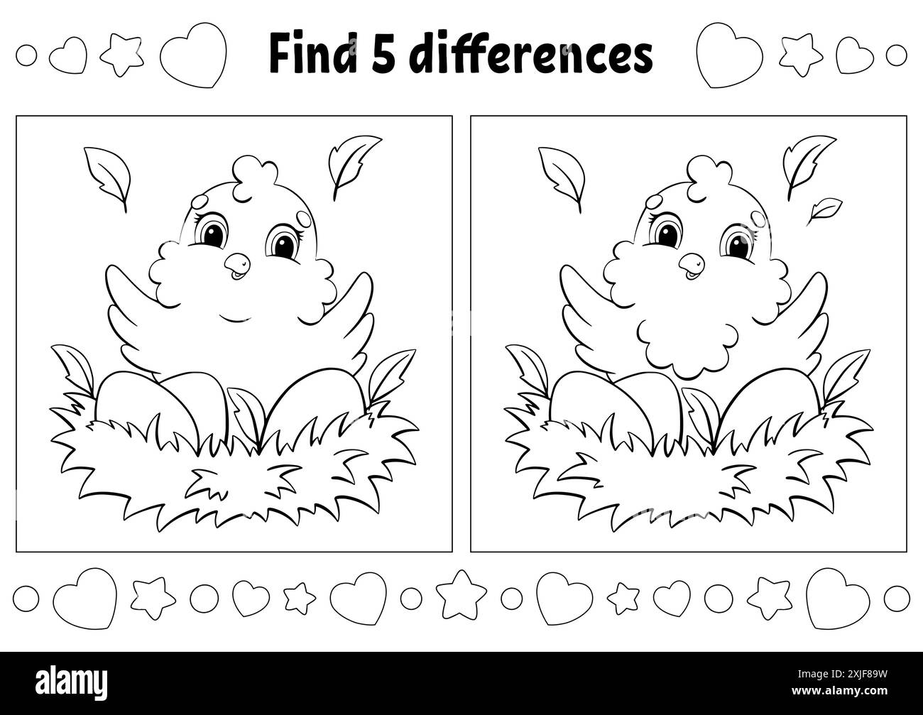 Find five differences. Easter theme. Coloring page for kids. Activity ...