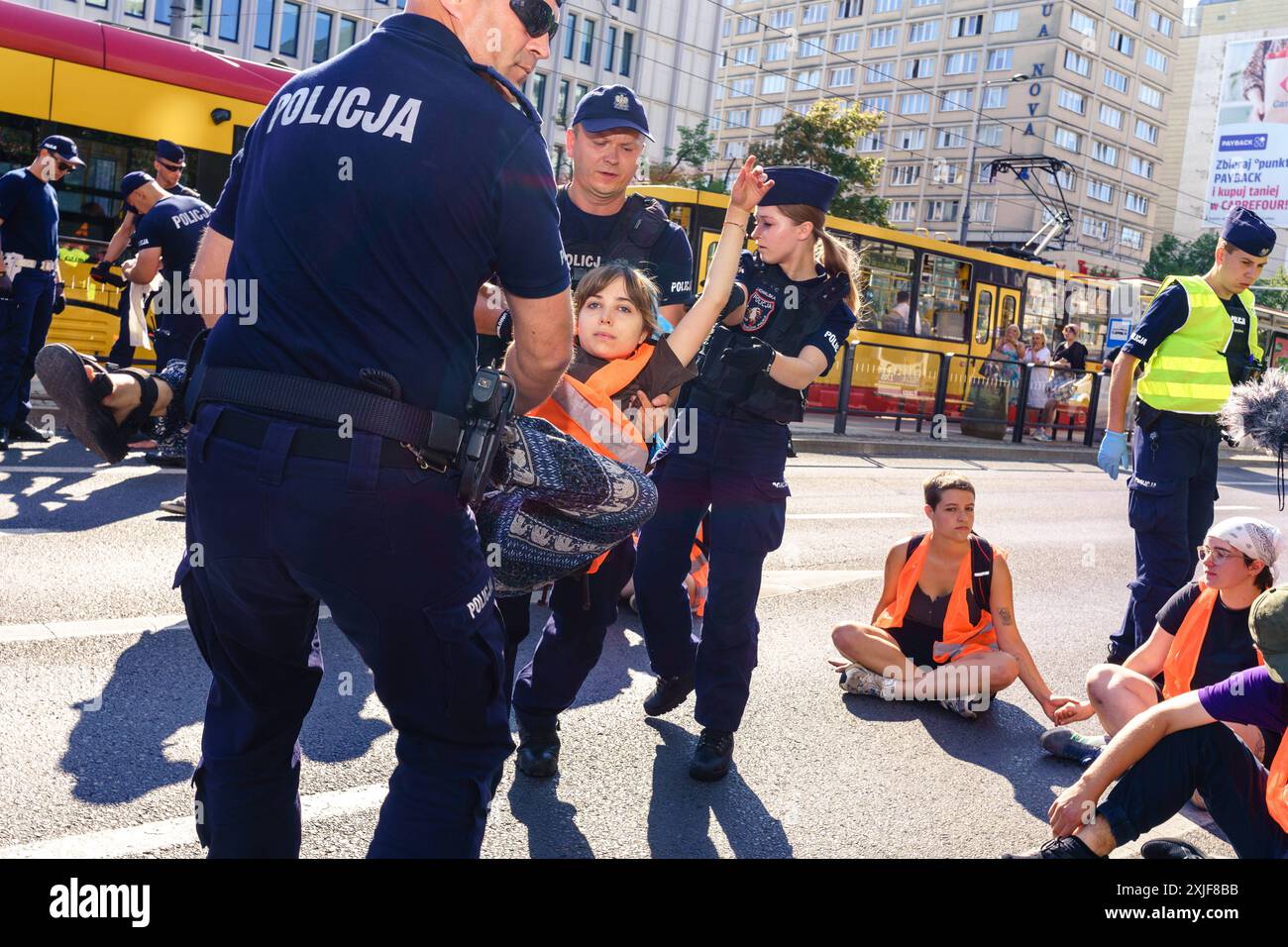 Ecologists from the Last Generation Ostatnie Pokolenie block ...