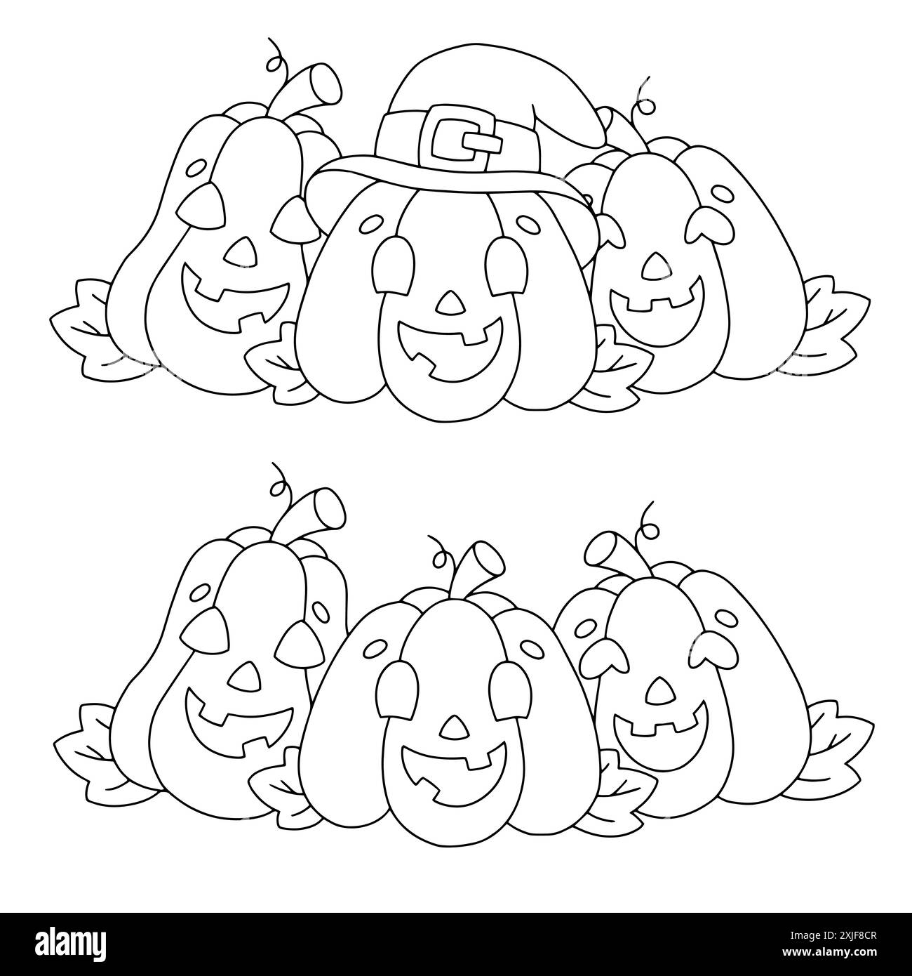 Set pumpkins. Coloring book page for kids. Halloween theme. Cartoon ...