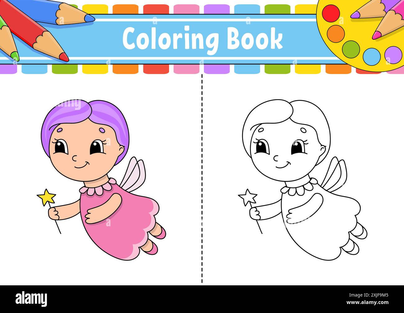 Coloring page for kids. cartoon character. Black contour silhouette ...