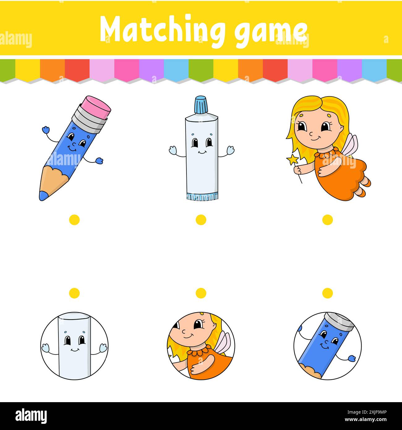 Matching game for kids. Education developing worksheet. Draw a line ...