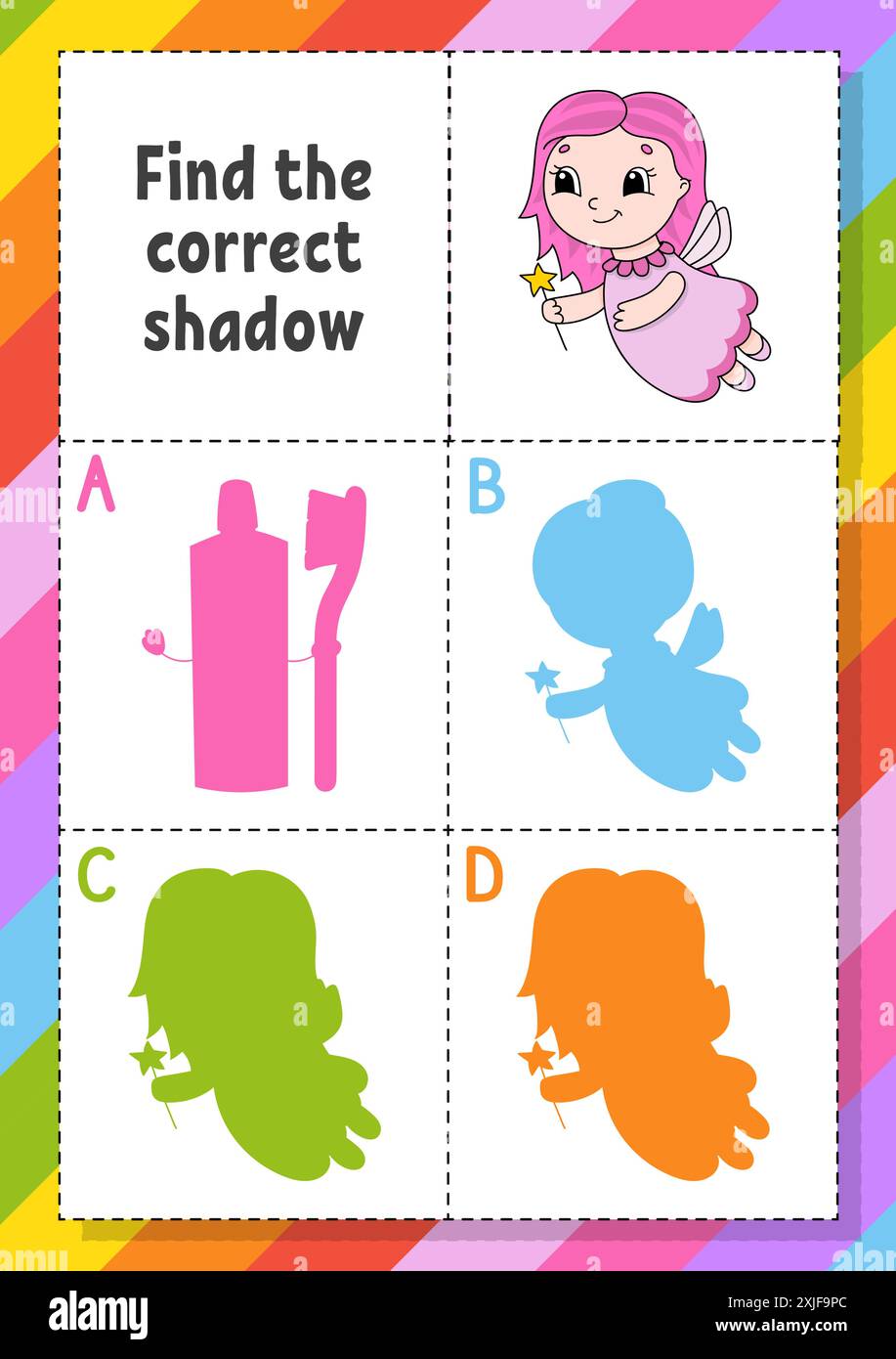 Find the correct shadow. Education developing worksheet for kids ...