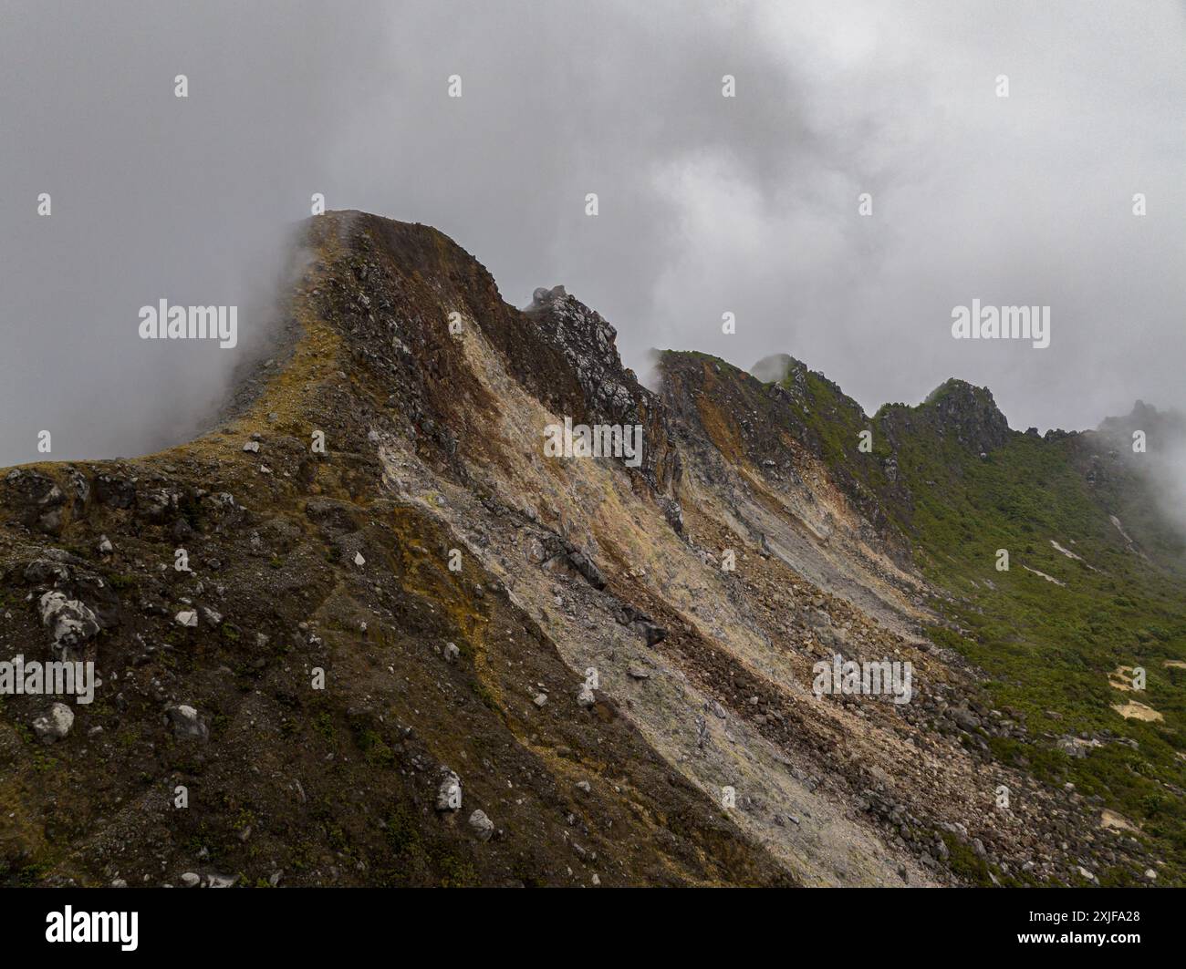 The slopes of the Sibayak volcano after the eruption. Sumatra ...