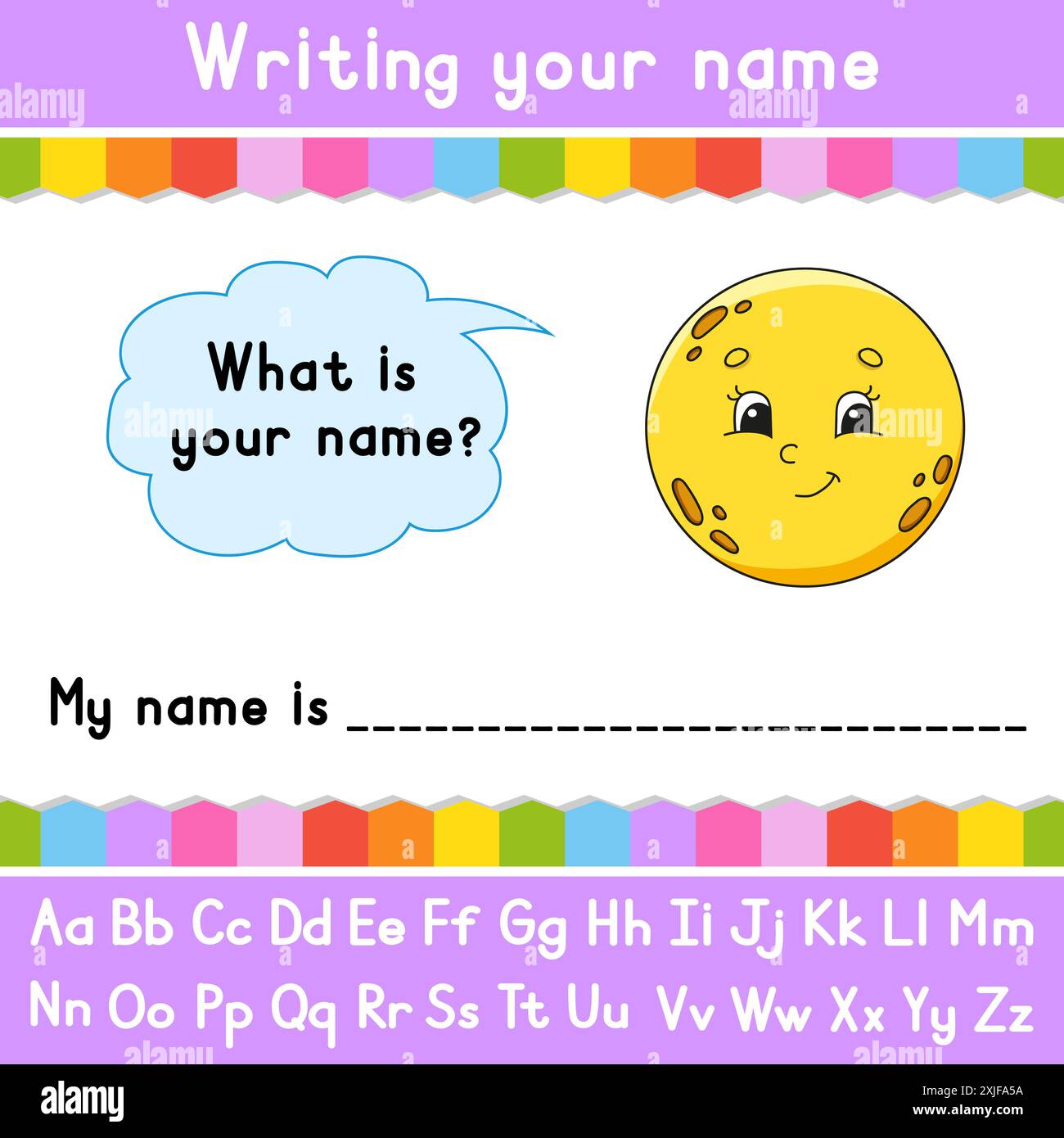 Writing your name. Educational activity worksheet for kids and toddlers ...