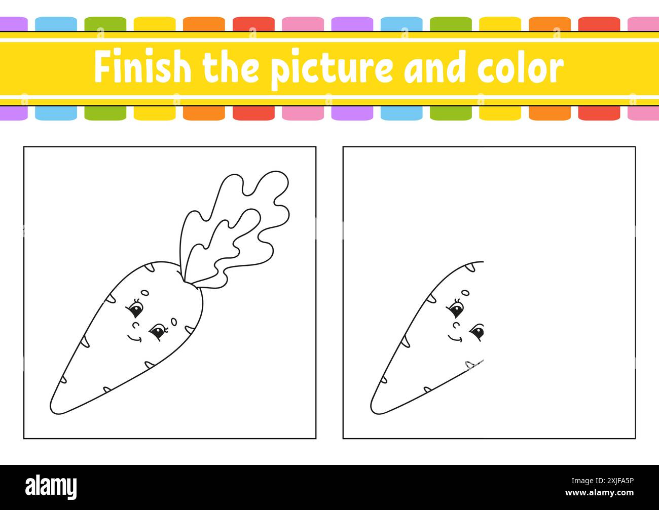 Finish the picture and color. cartoon character isolated on white ...