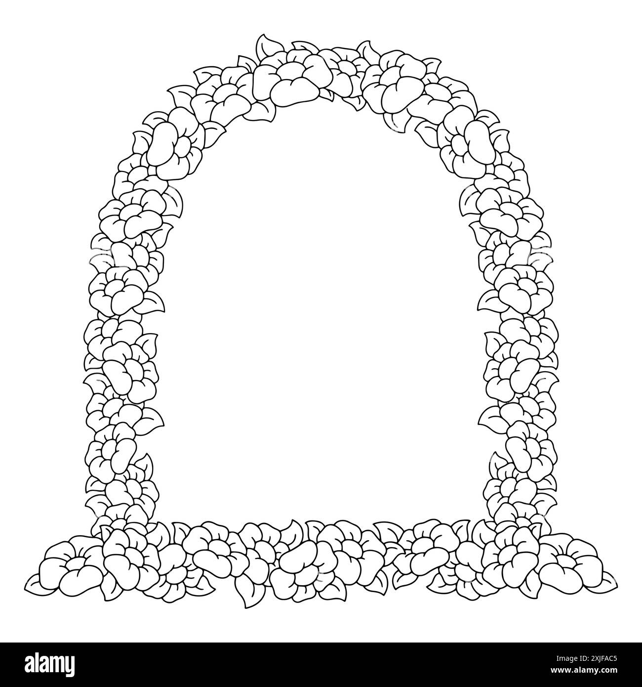 Beautiful flower frame. Coloring page. Design element for greeting card ...