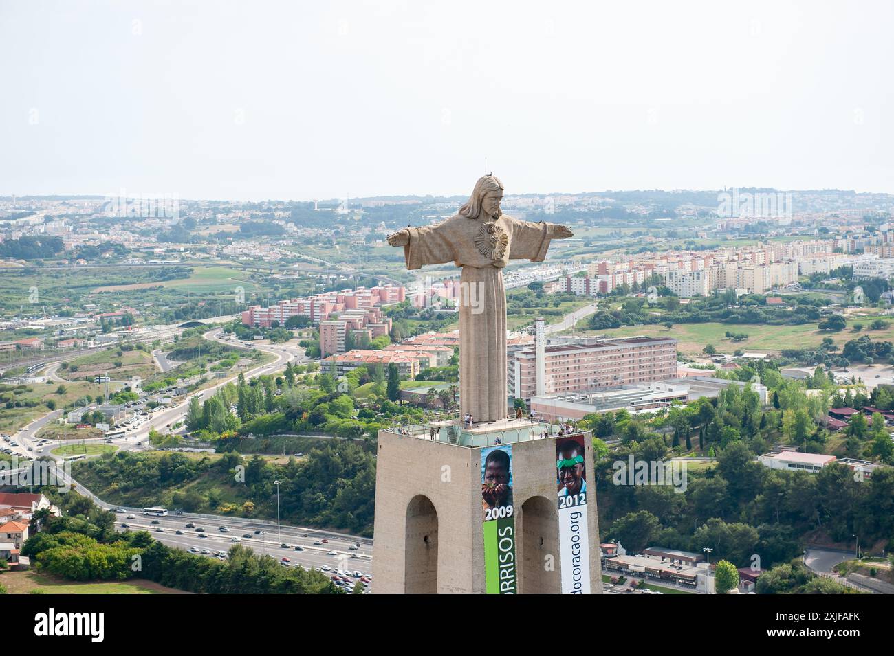 Aerial view of Sanctuary of Christ the King or Santuario de Cristo Rei ...