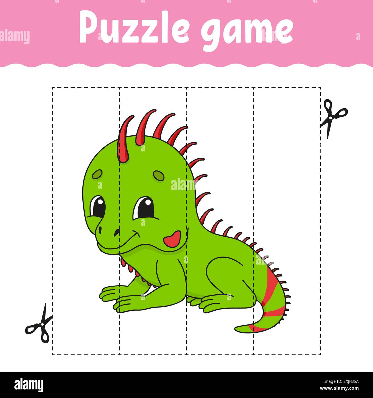 Puzzle game for kids. Cutting practice. Education developing worksheet ...