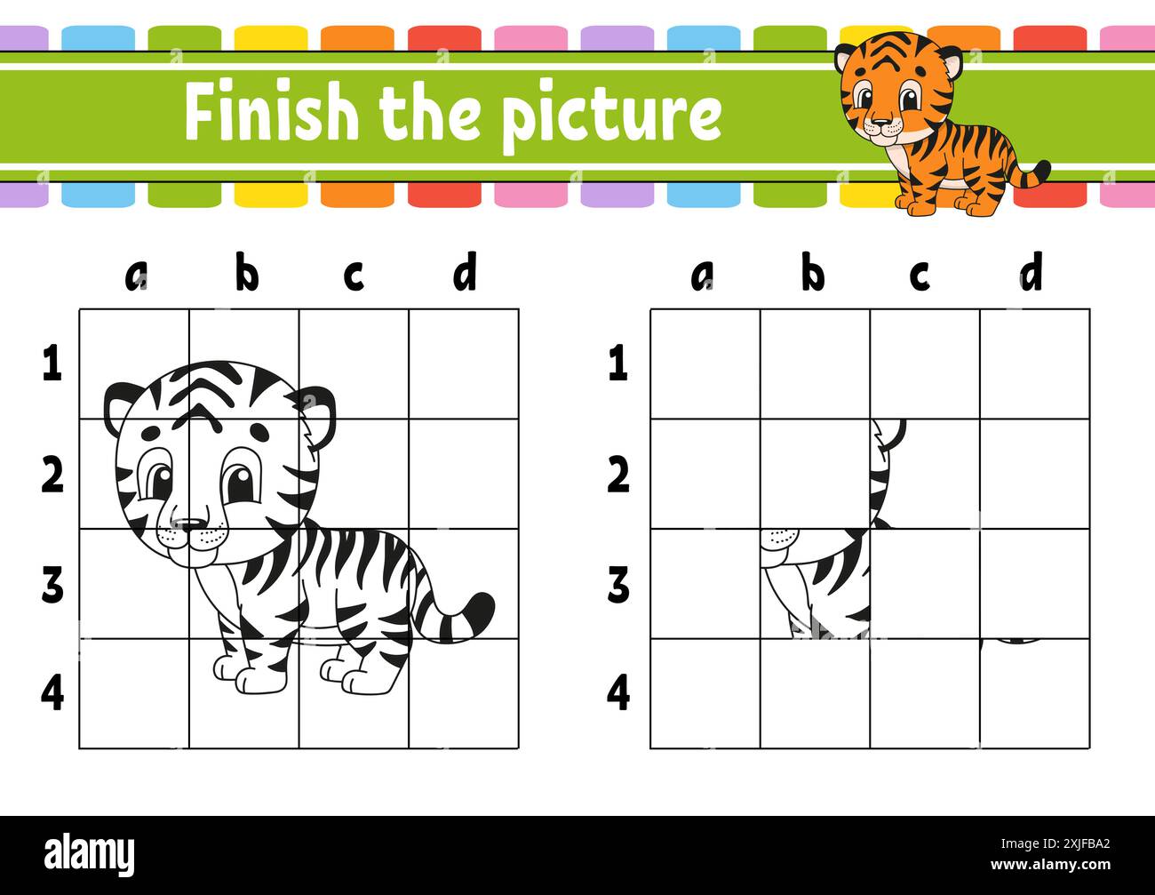 Finish the picture. Coloring book pages for kids. Education developing ...