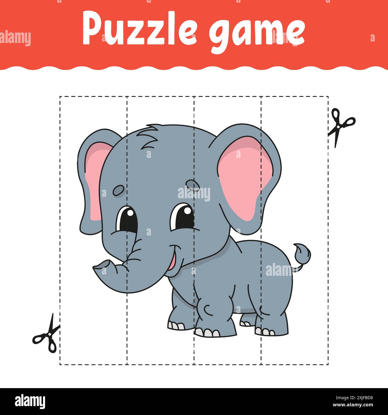 Puzzle game for kids. Cutting practice. Education developing worksheet ...