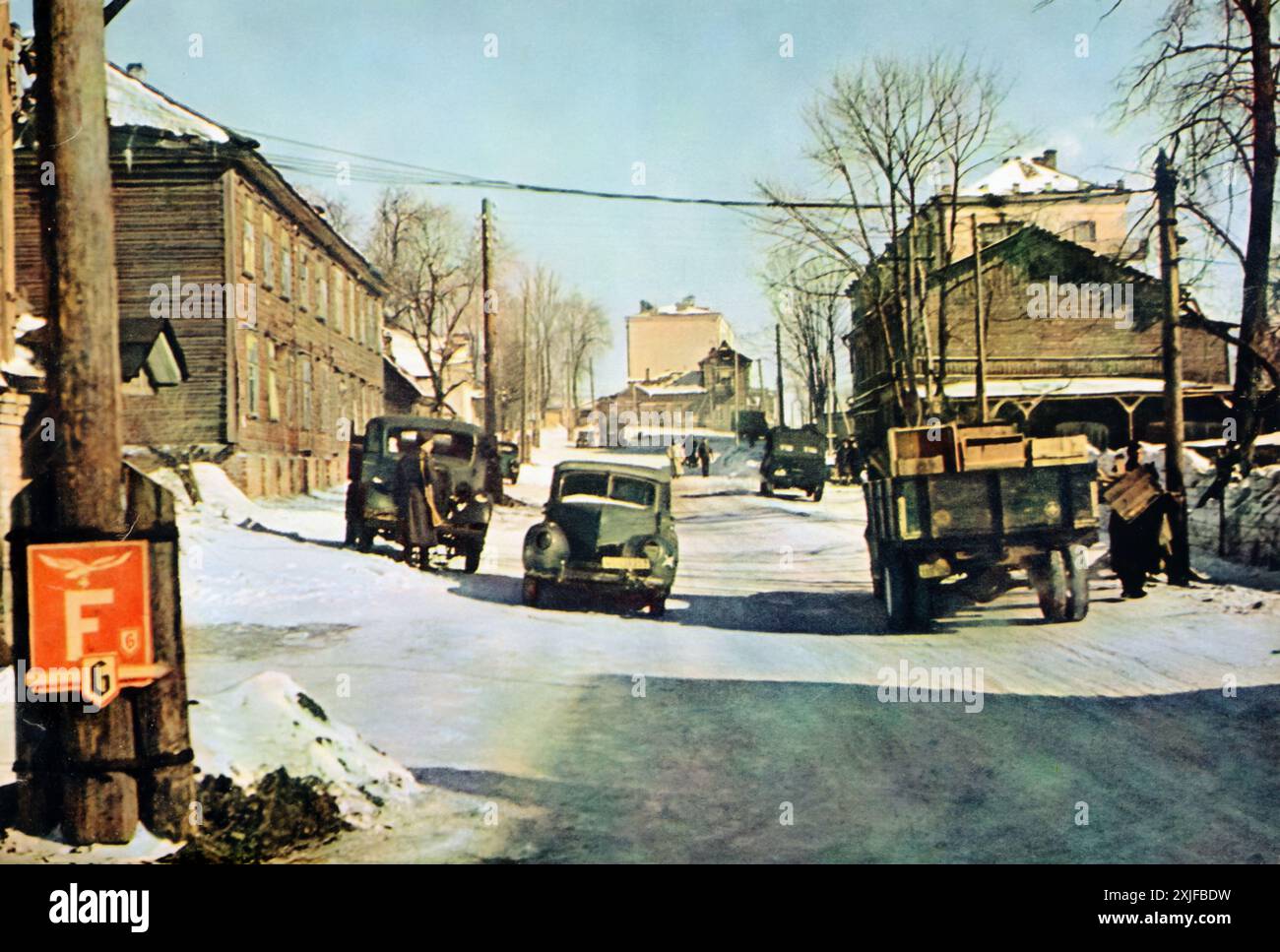 A photograph shows vehicles on the main streets of Smolensk during ...
