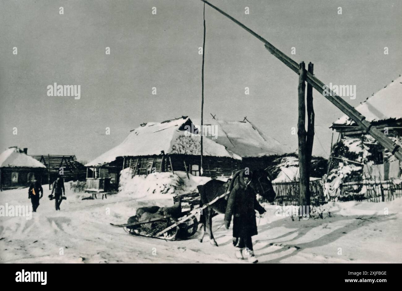 A photograph shows a snow-covered Russian village during Operation ...