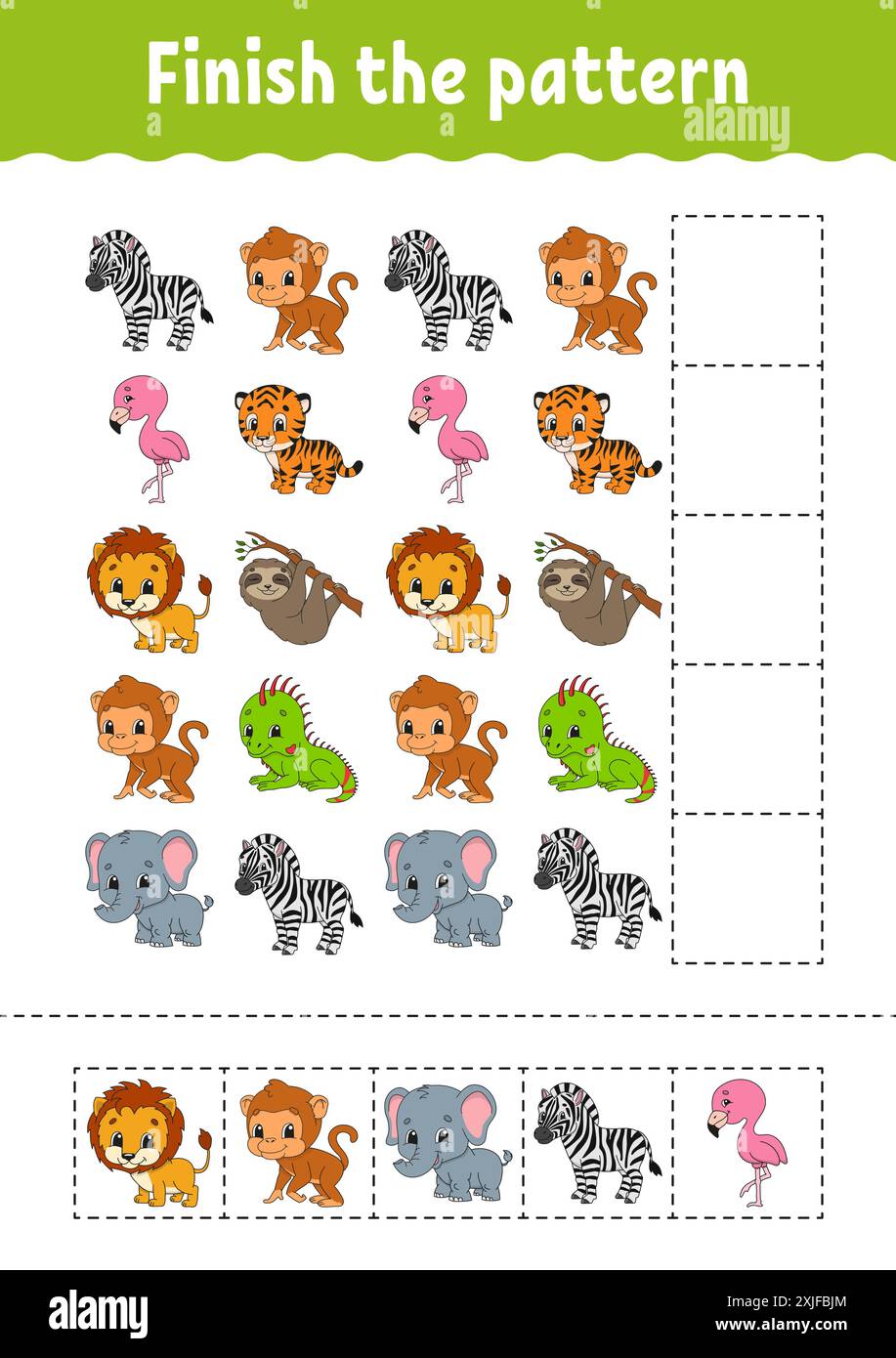 Finish the pattern. Cut and play. Education developing worksheet ...