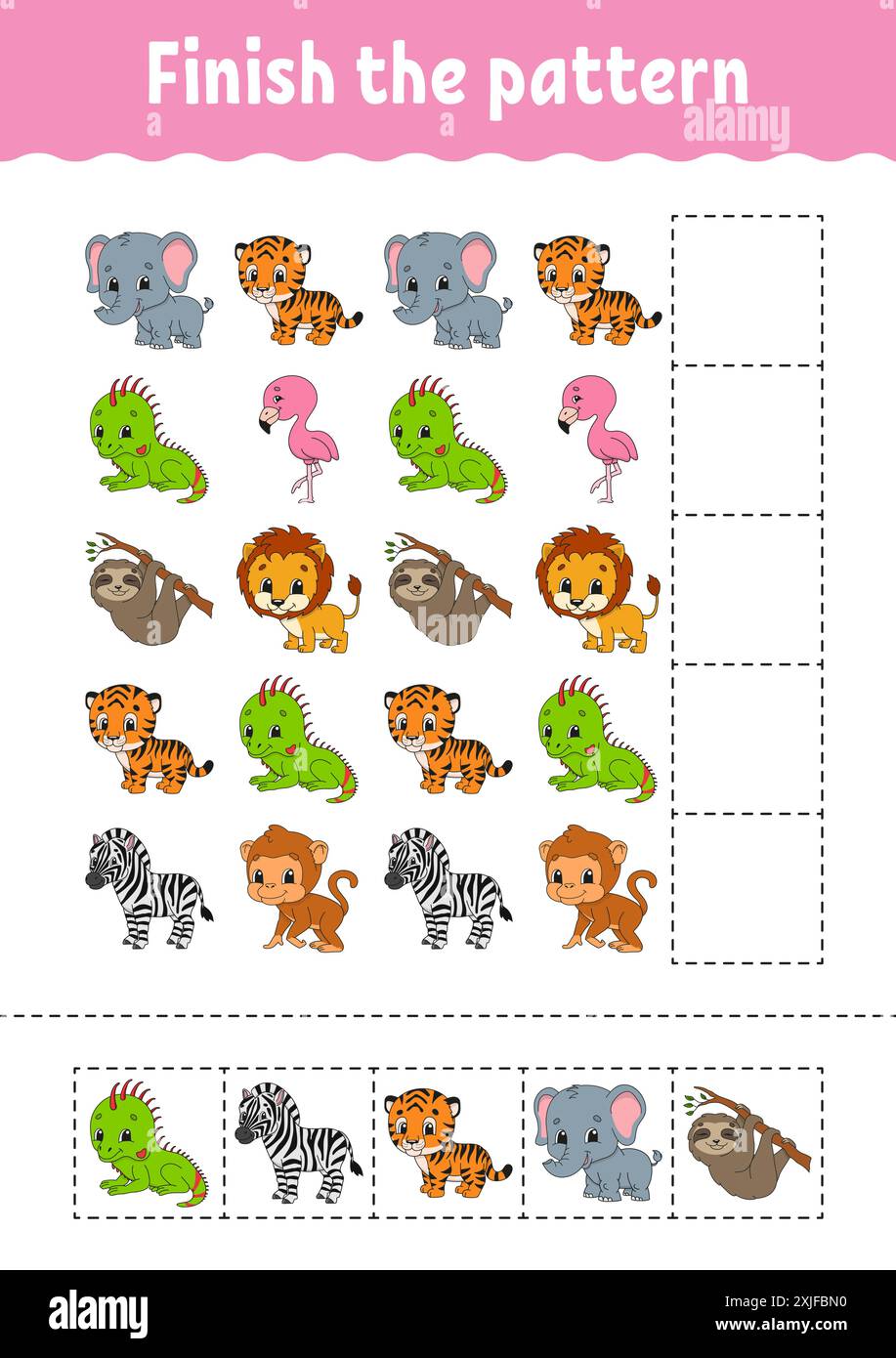 Finish the pattern. Cut and play. Education developing worksheet ...