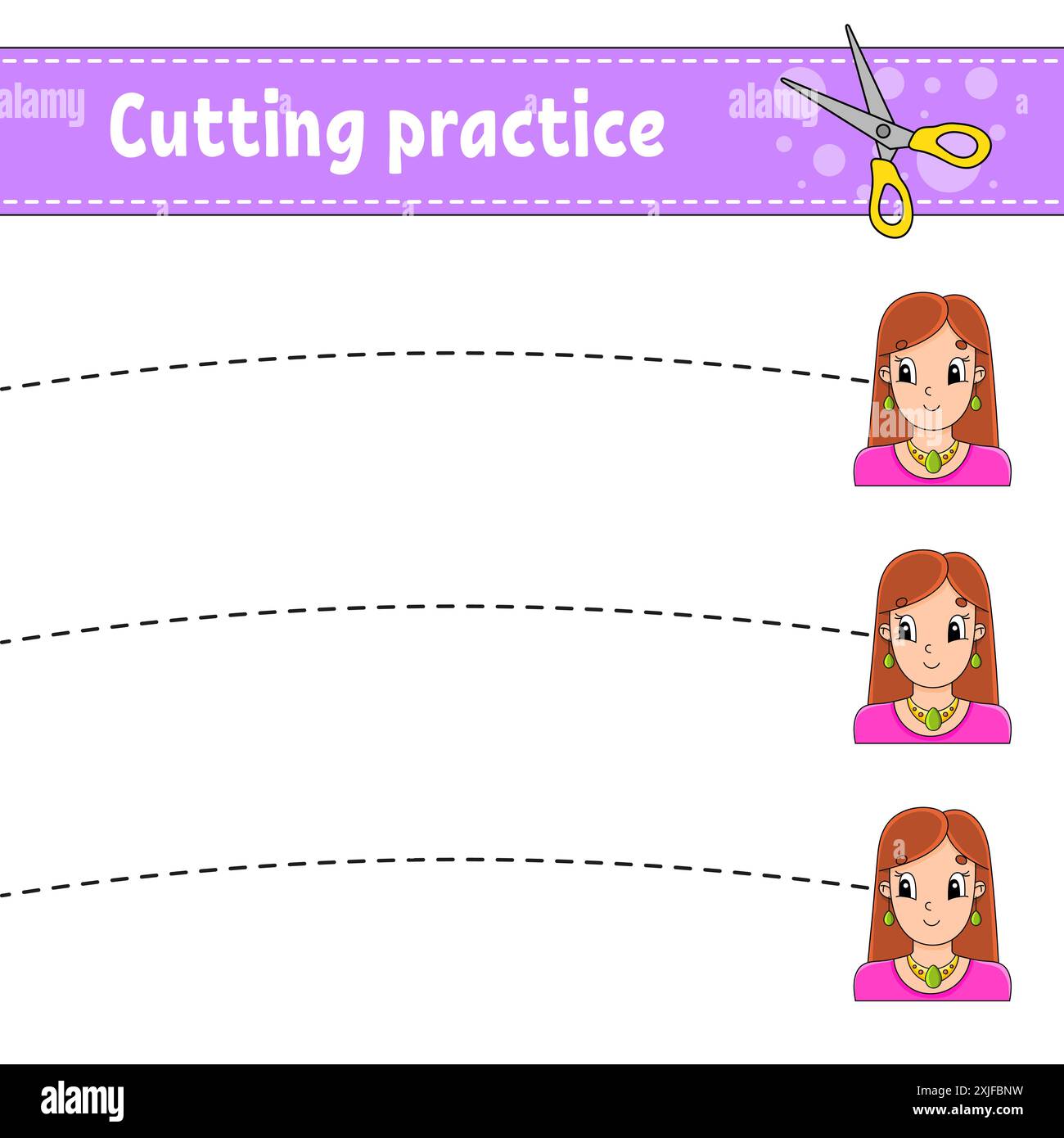 Cutting practice for kids. Education developing worksheet. Activity ...