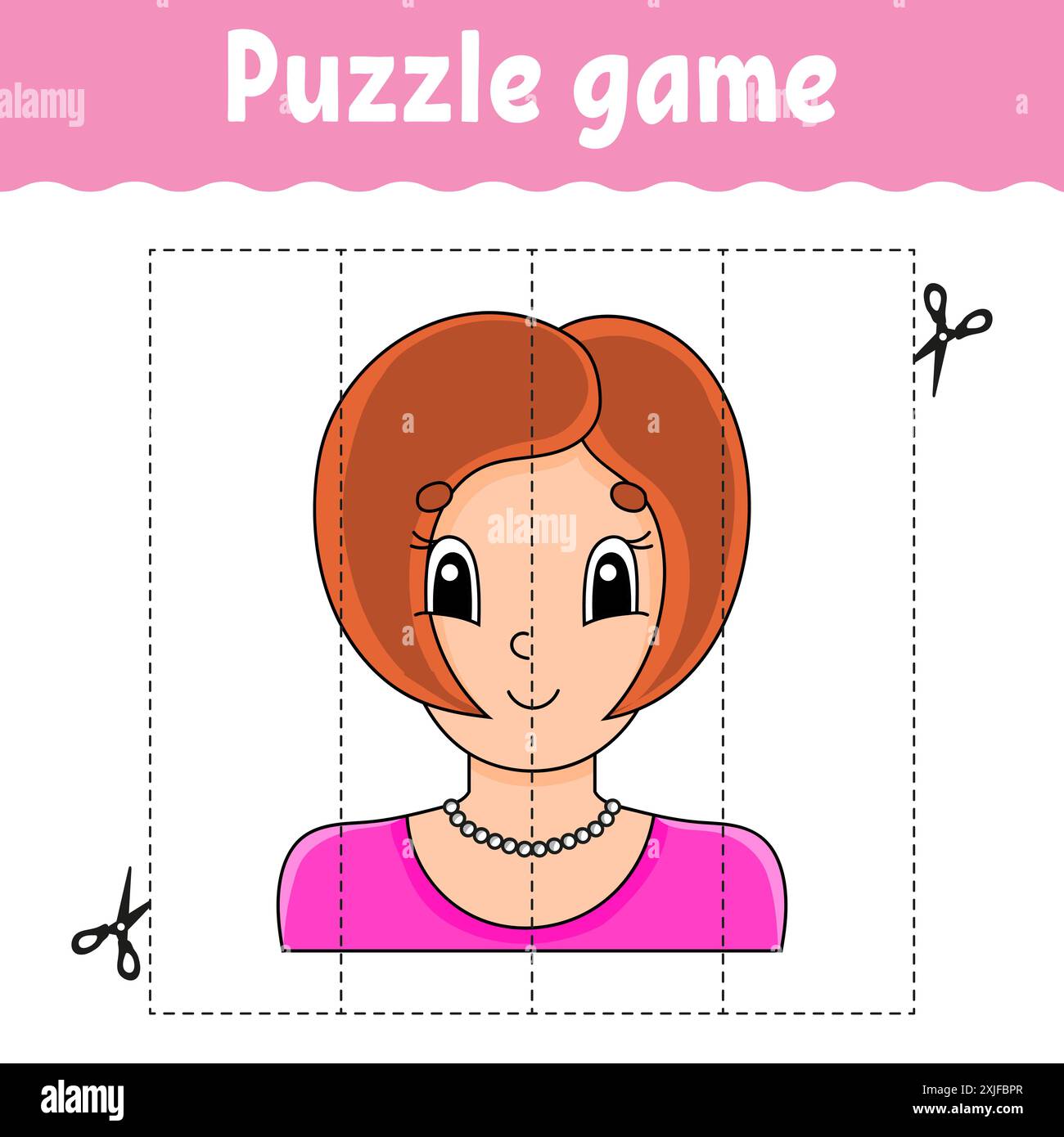 Puzzle game for kids. Cutting practice. Education developing worksheet ...