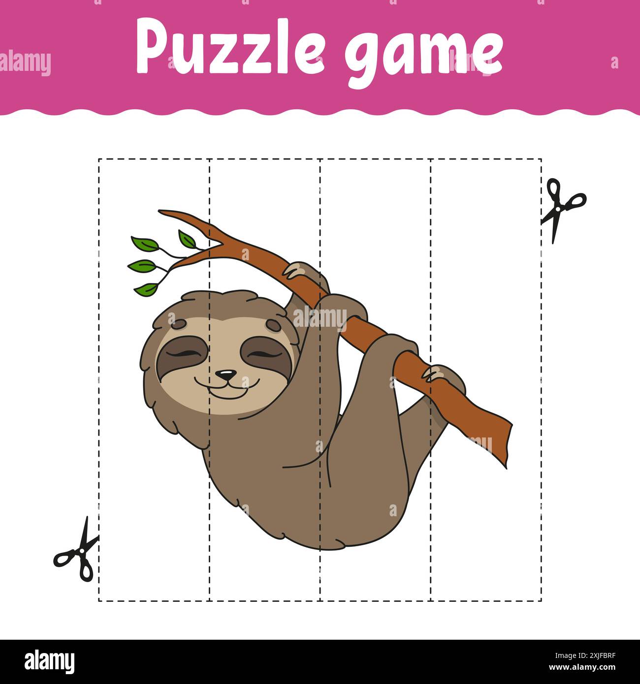 Puzzle game for kids. Cutting practice. Education developing worksheet ...