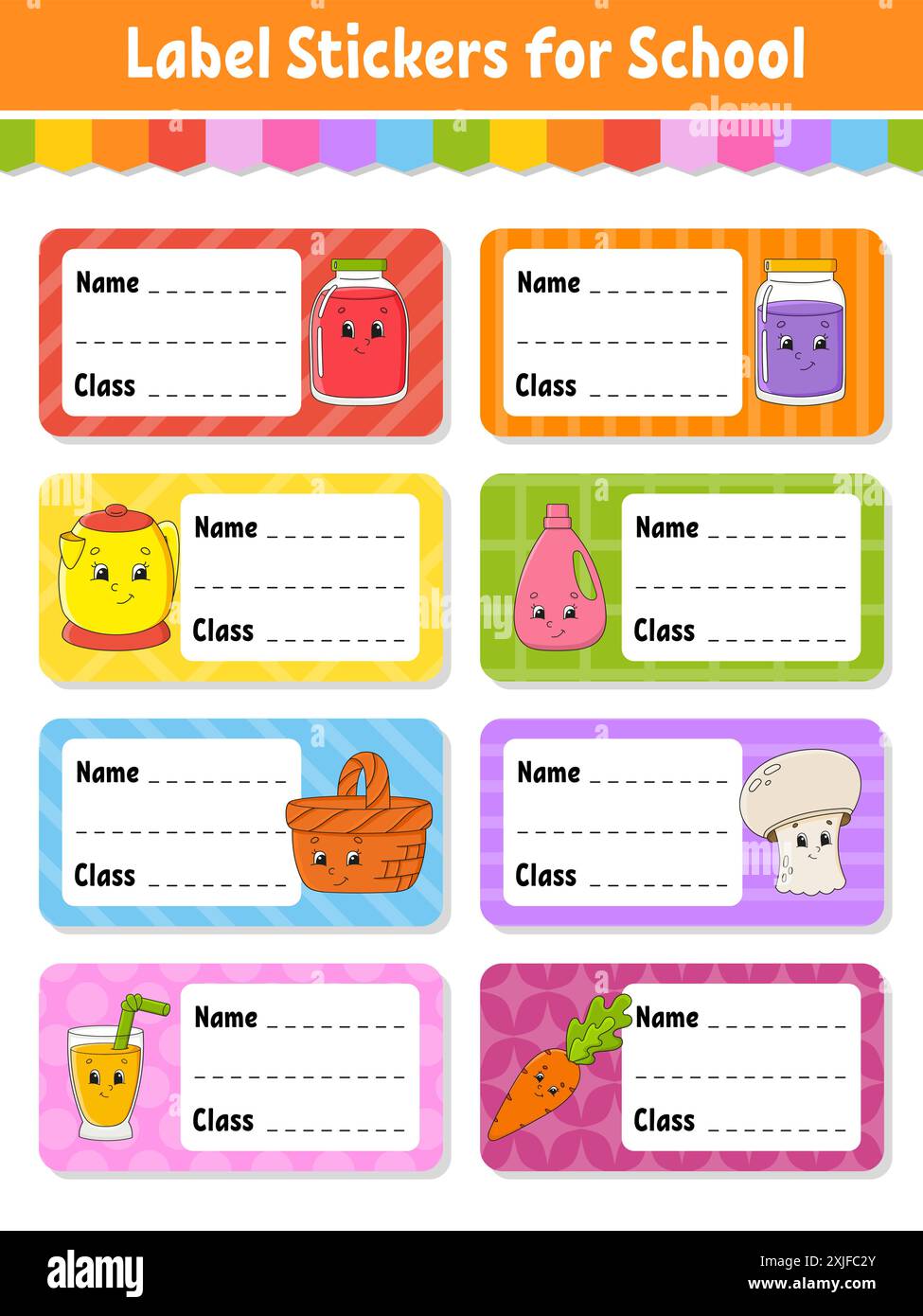 Bright stickers. Rectangular label. Color vector isolated illustration ...