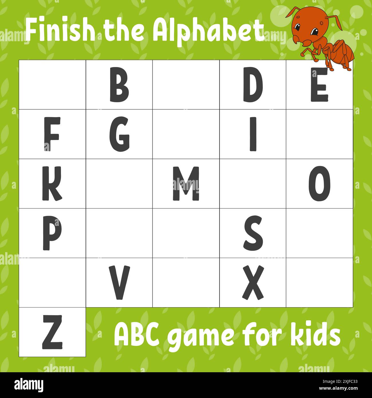 Finish the alphabet. ABC game for kids. Education developing worksheet ...