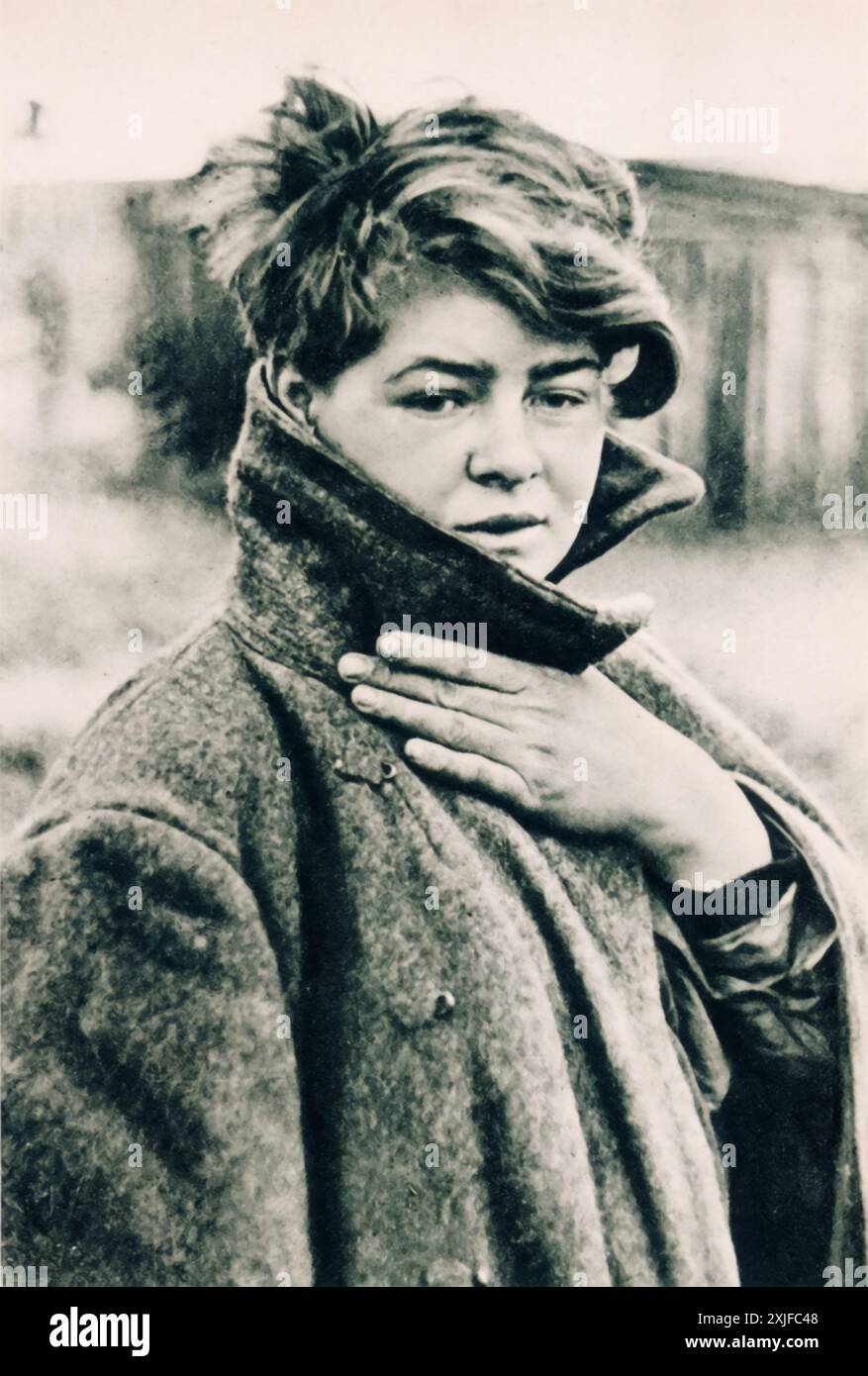 A photograph shows a Soviet prisoner of war captured by German troops ...